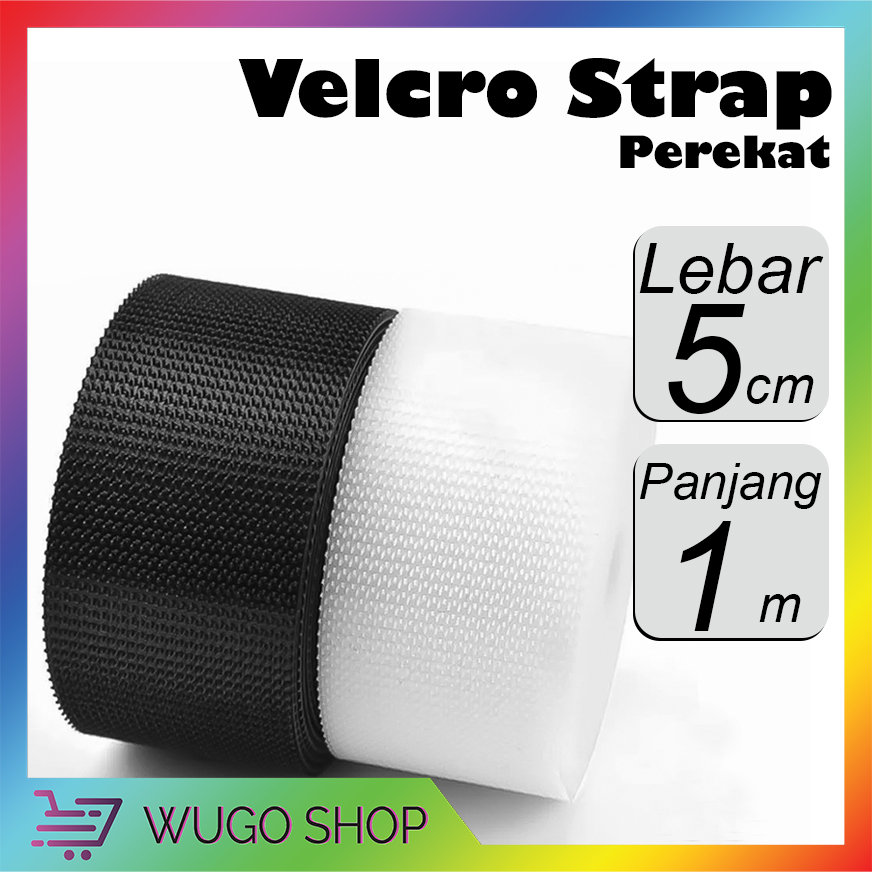Velcro Strap / Perekat Pengikat Kain 5 cm 2" Hitam Putih (Per Meter ...