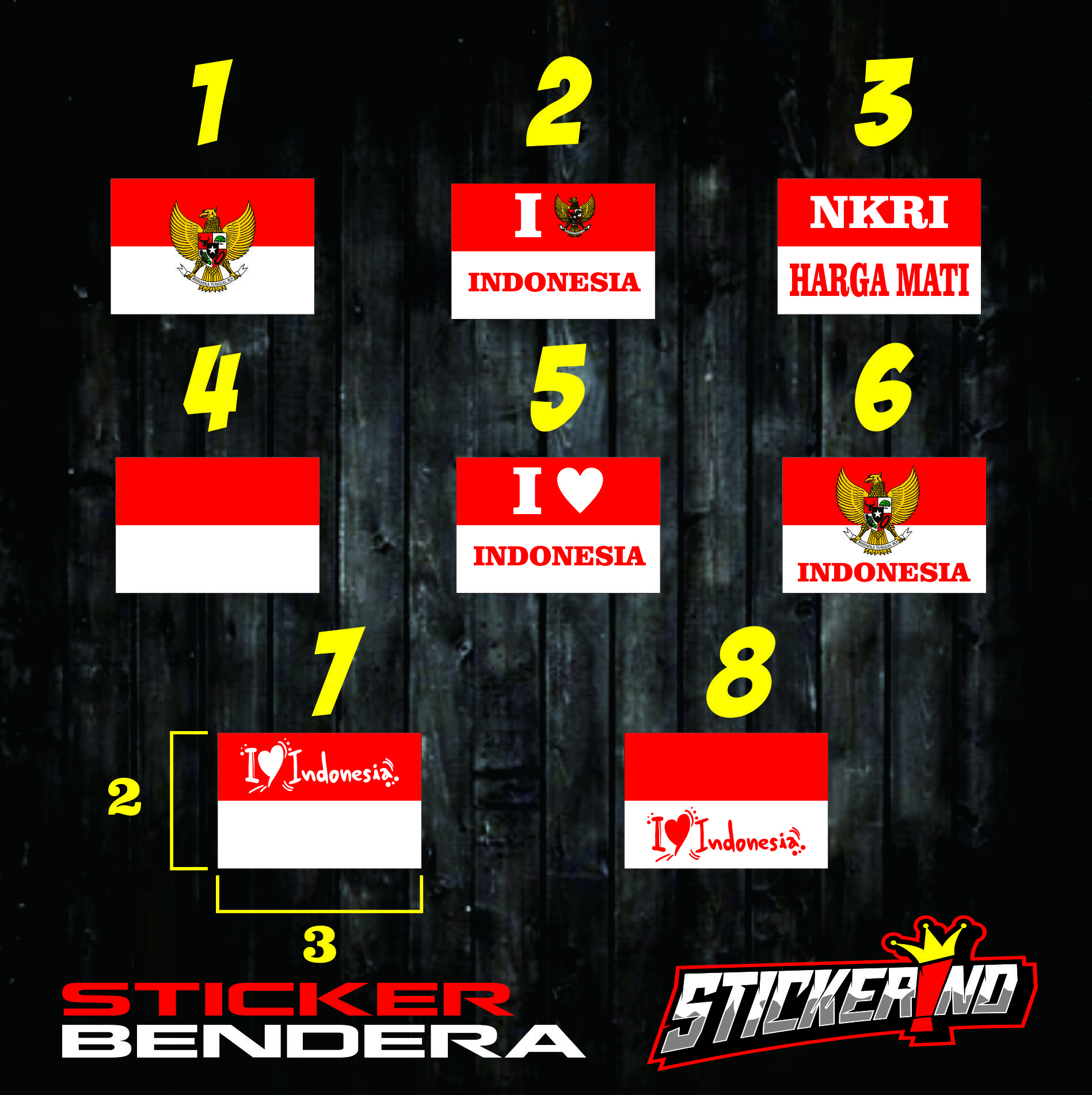 STIKER STICKER BENDERA MERAH PUTIH STICKER PIPI BENDERA UNTUK 10 PCS ...