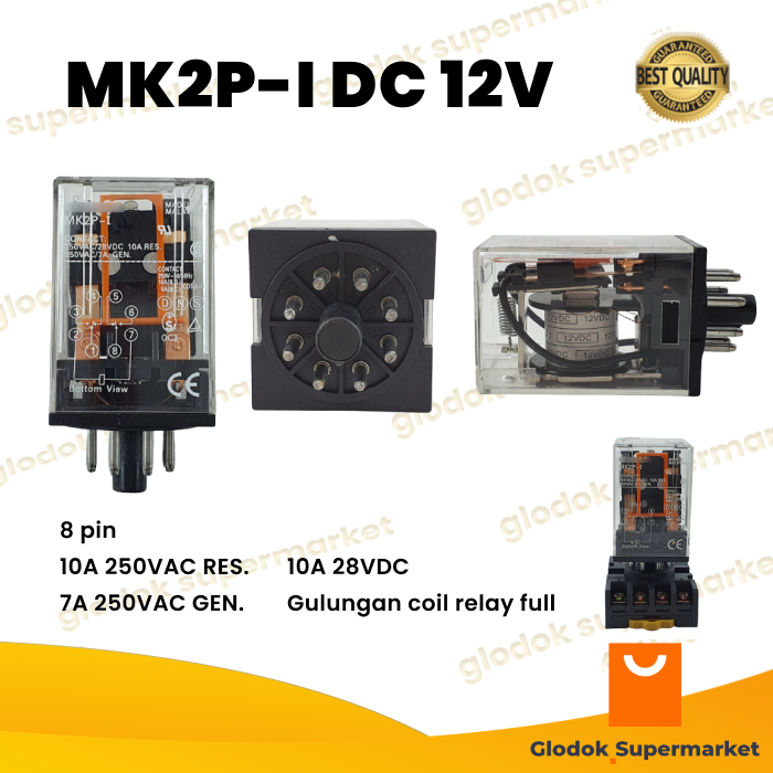 Relay MK2P DC 12V 8 pin Riley MK2P-I 12 Volt 8p 10a | Lazada Indonesia