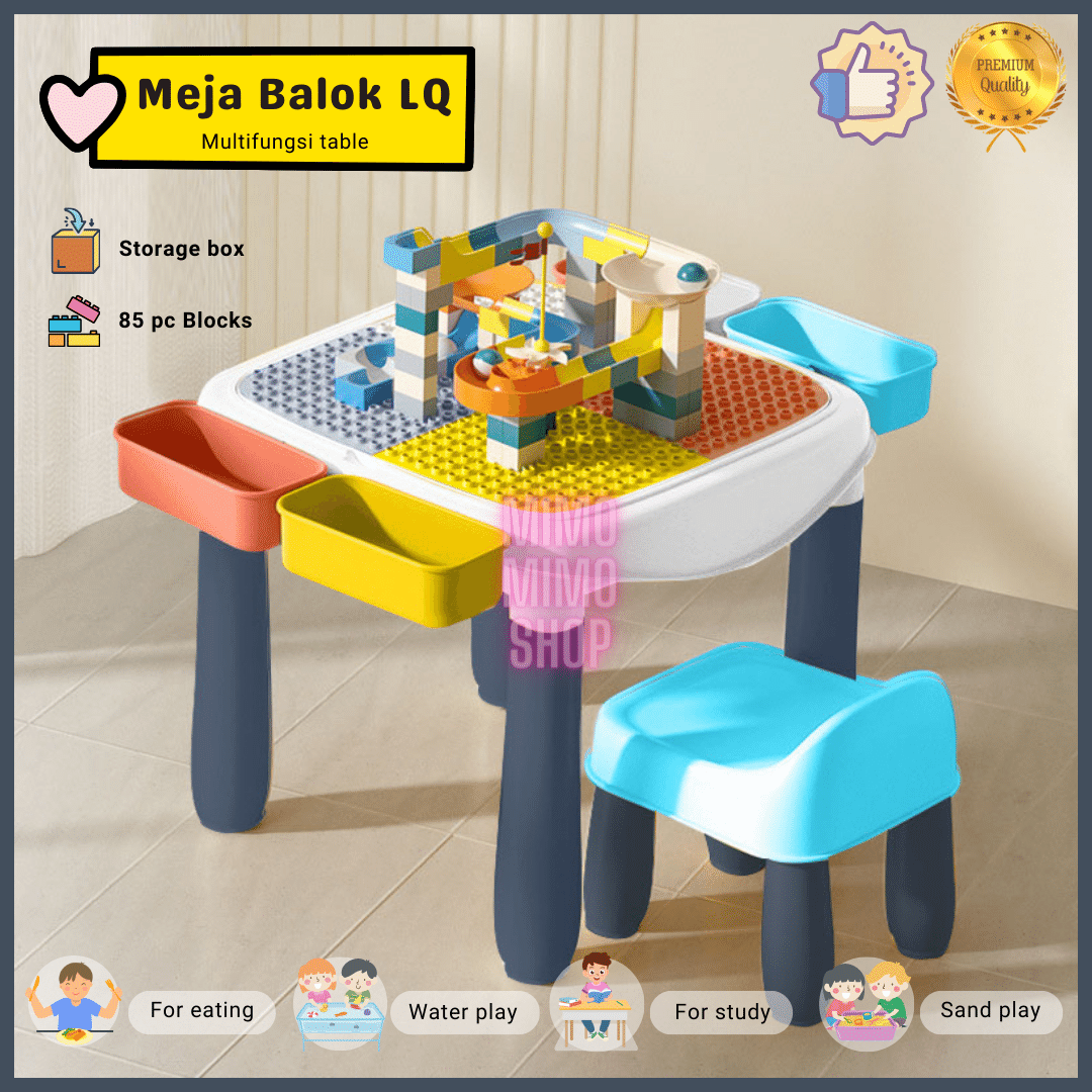 MEJA BALOK LQ - SET MEJA KURSI BALOK ANAK MULTIFUNGI | BUILDING BLOCKS ...