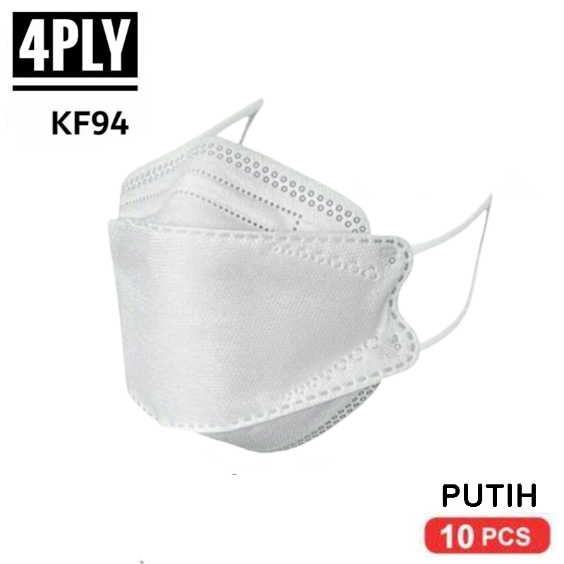 MASKER KF94 PUTIH 10 PCS - MASKER KF94 4PLY FACE MASK - MIRIP MOUSON ...