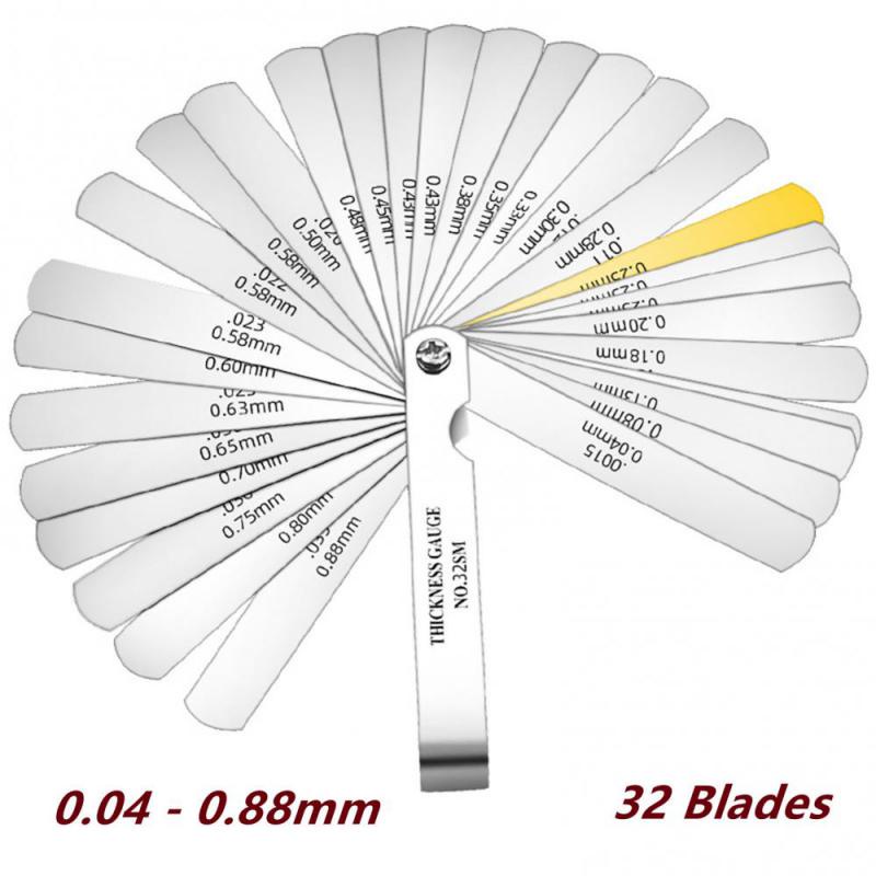 (0.04-0.88mm) 32 Blades High Precision Feeler Gauge/Kit Pengukur ...