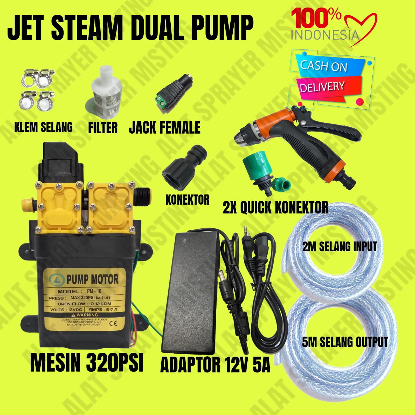 5A Alat Cuci steam motor dan mobil Dobel Pompa 320Psi / Pompa DC Pompa ...
