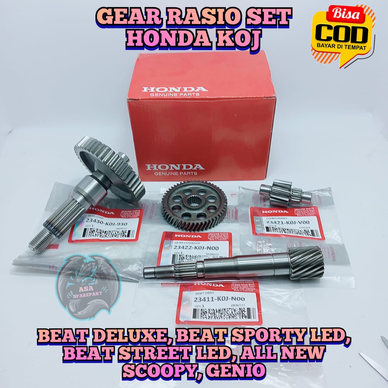 GEAR RASIO SET KUALITAS ASLI ORIGINAL HONDA KOJ BEAT DELUXE, BEAT ...