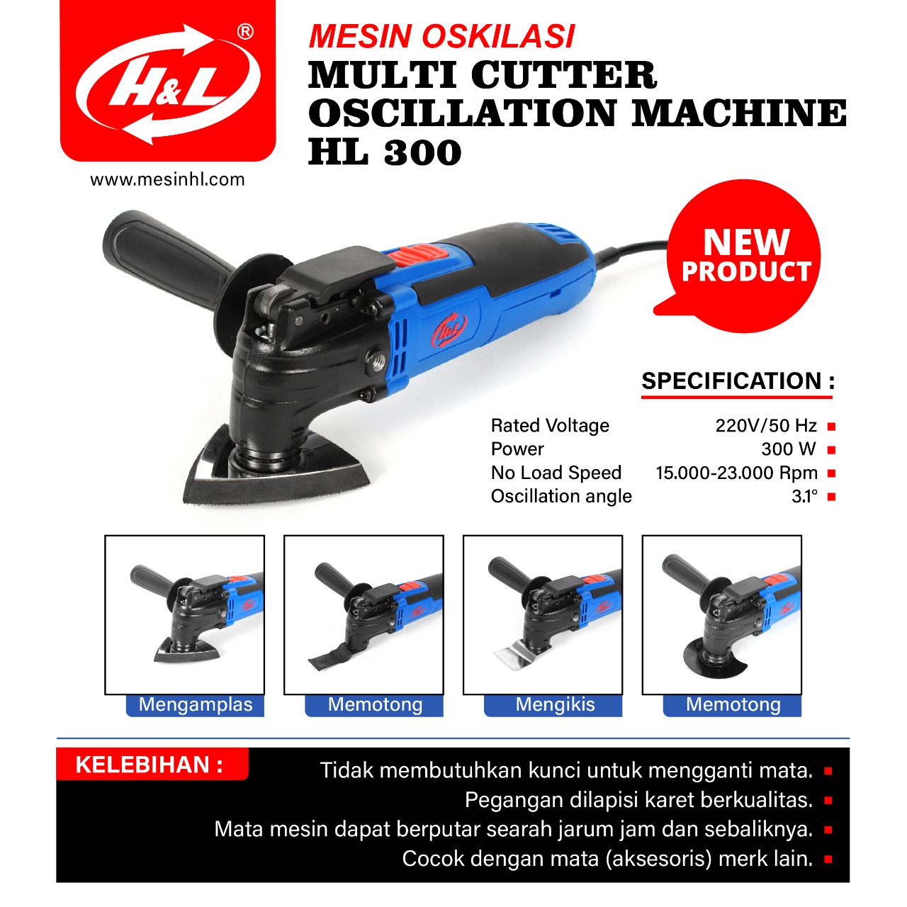 H&l PRO Mesin Multi OSKILASI Oscilating Cutter Gerinda GRINDER tool set ...