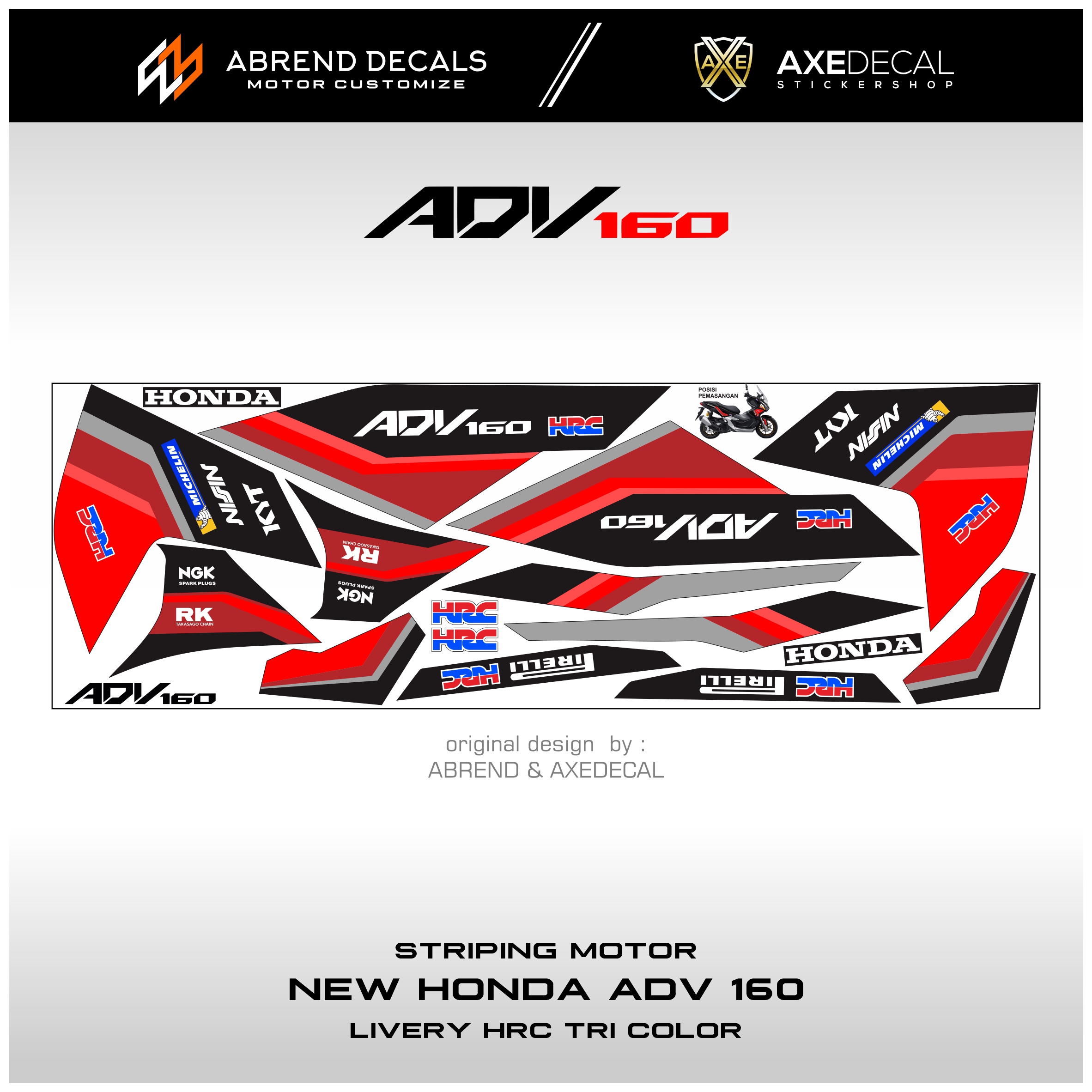 Striping ADV 160 New Livery HRC Tri Color Racing / Stiker Motor Honda ...