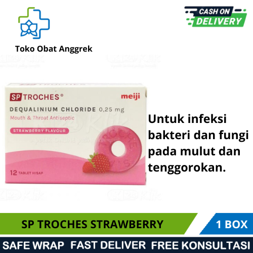 SP TROCHES STRAWBERRY / SAKIT TENGGOROKAN ANAK/PERMEN HISAP/MEREDAKAN ...