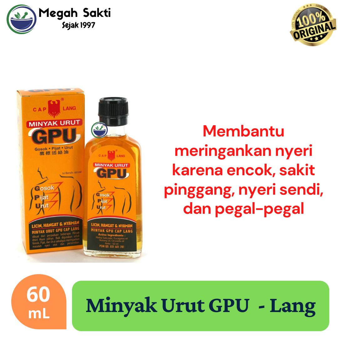 Minyak Urut GPU cap LANG 60 mL - Pereda Nyeri Otot dan Sendi | Lazada ...