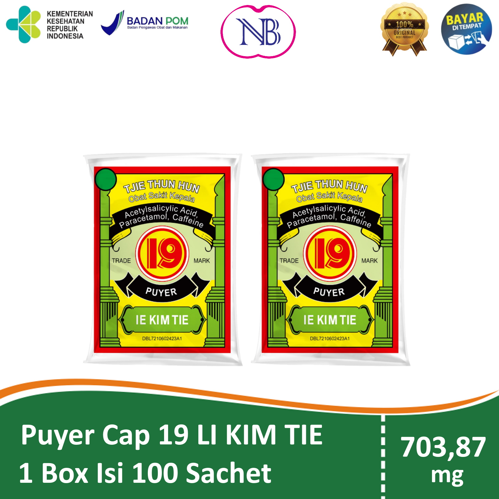 OBAT SAKIT KEPALA PUYER CAP19 | 700MG | 1 BOX [ Isi 100 pcs] | Lazada ...