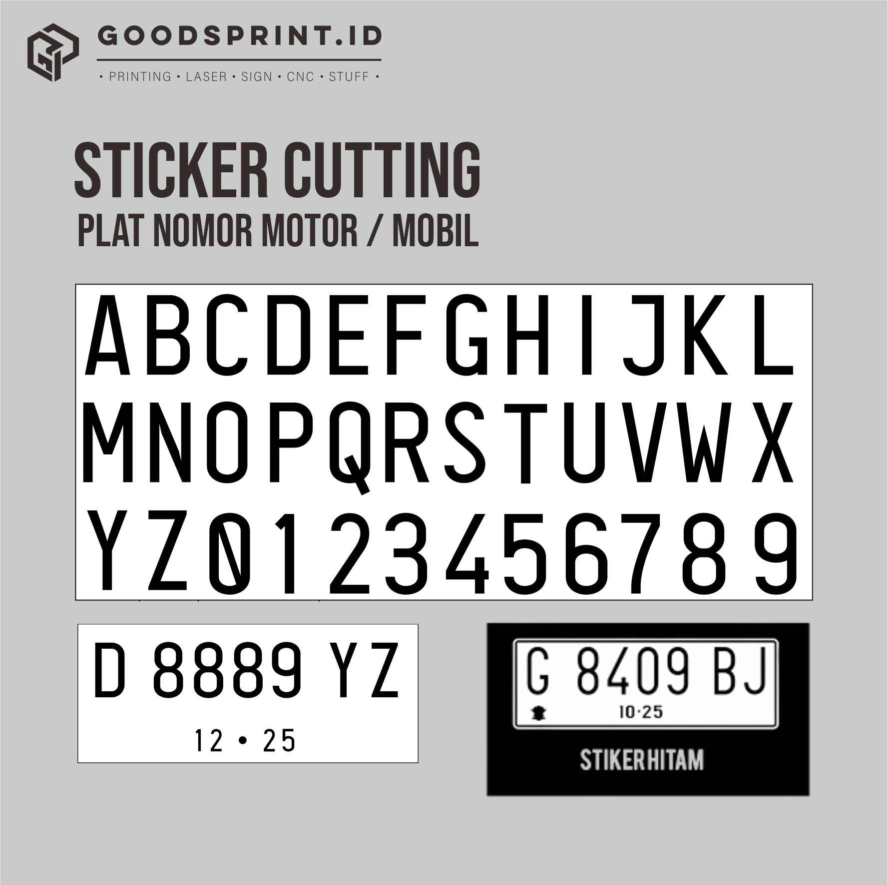 Cutting Sticker Angka Plat Nomor Stiker Cutting Plat Nomor | Lazada ...