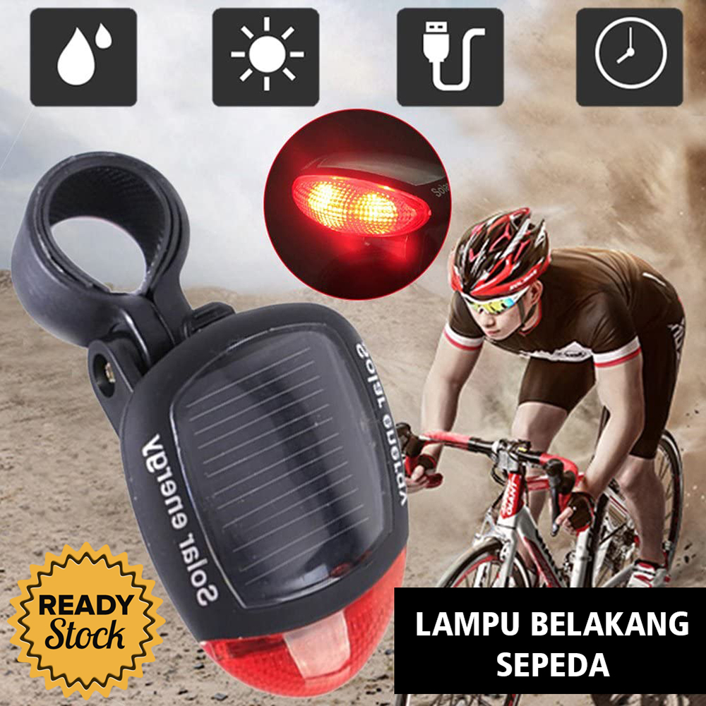 Solar Bicycle Taillight Warning Light Lampu Rambu Sepeda Tenaga Surya 3 ...