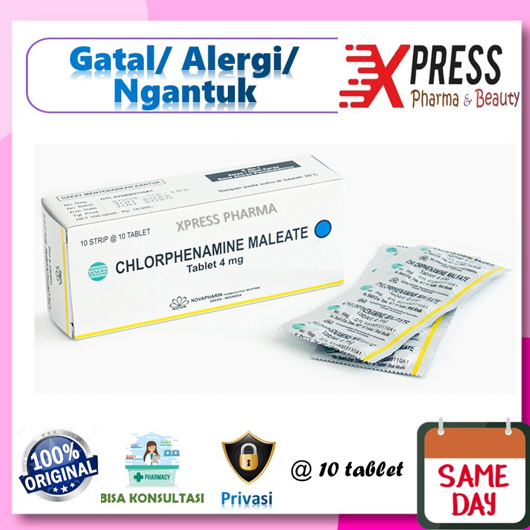 ⚡XPRESS⚡ Chlorphenamine Maleate Nova STRIP ctm 4mg 4 mg Tablet Obat Alergi Gatal Ngantuk Tidur ...
