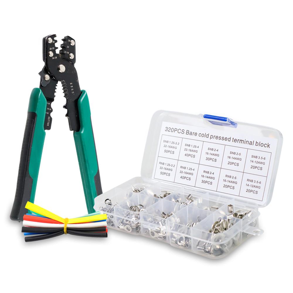 Set Terminal + Tang Kupas kabel skun Crimp Connector Kit 320 PCS ...