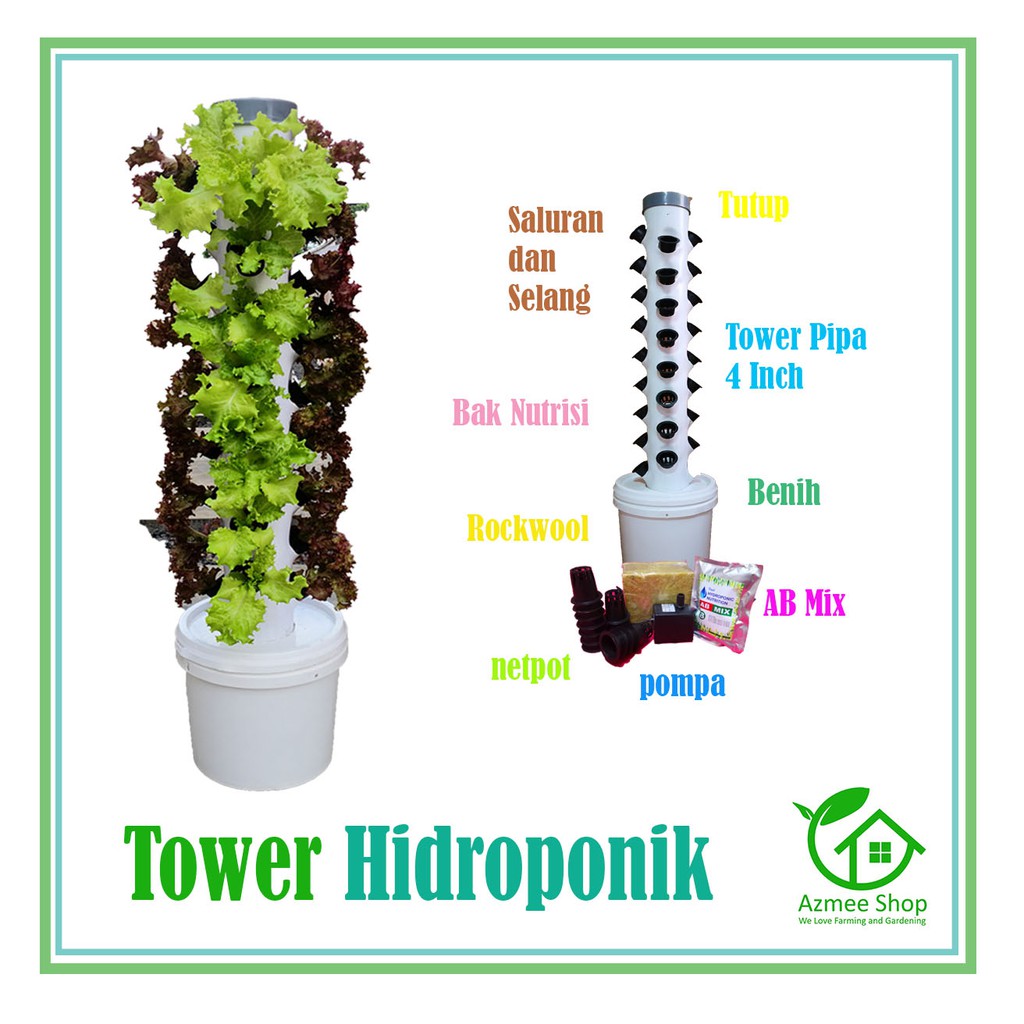PAKET INSTALASI TOWER HIDROPONIK KIT VERTIKULTUR 30 LUBANG | Lazada Indonesia