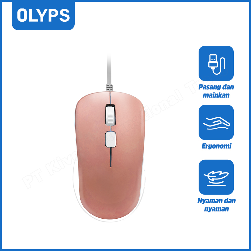 【Olyps】Mouse berkabel USB, warna macaron, desain sederhana, universal ...