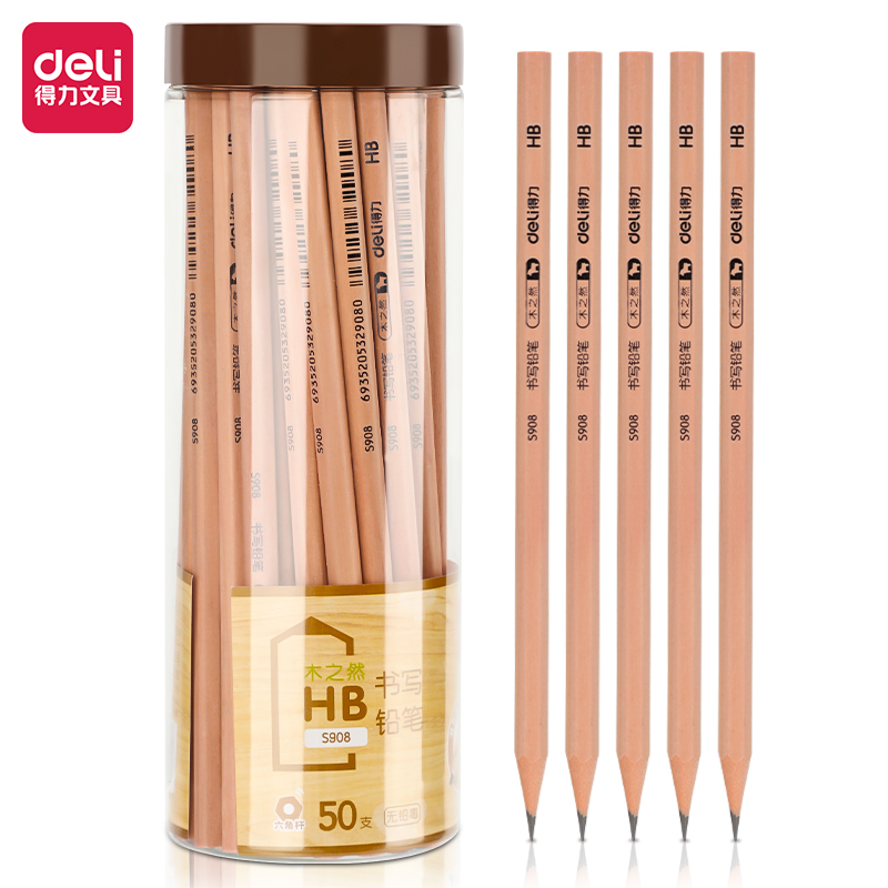 Deli Graphite Pencil / Pensil Kayu HB Isi 50 Nyaman Digenggam S908 ...