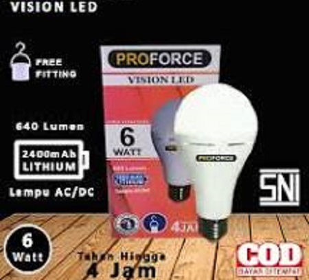 Lampu LED Emergency Proforce Vision 6 Watt Lampu AC/DC Putih 6W | Lazada Indonesia