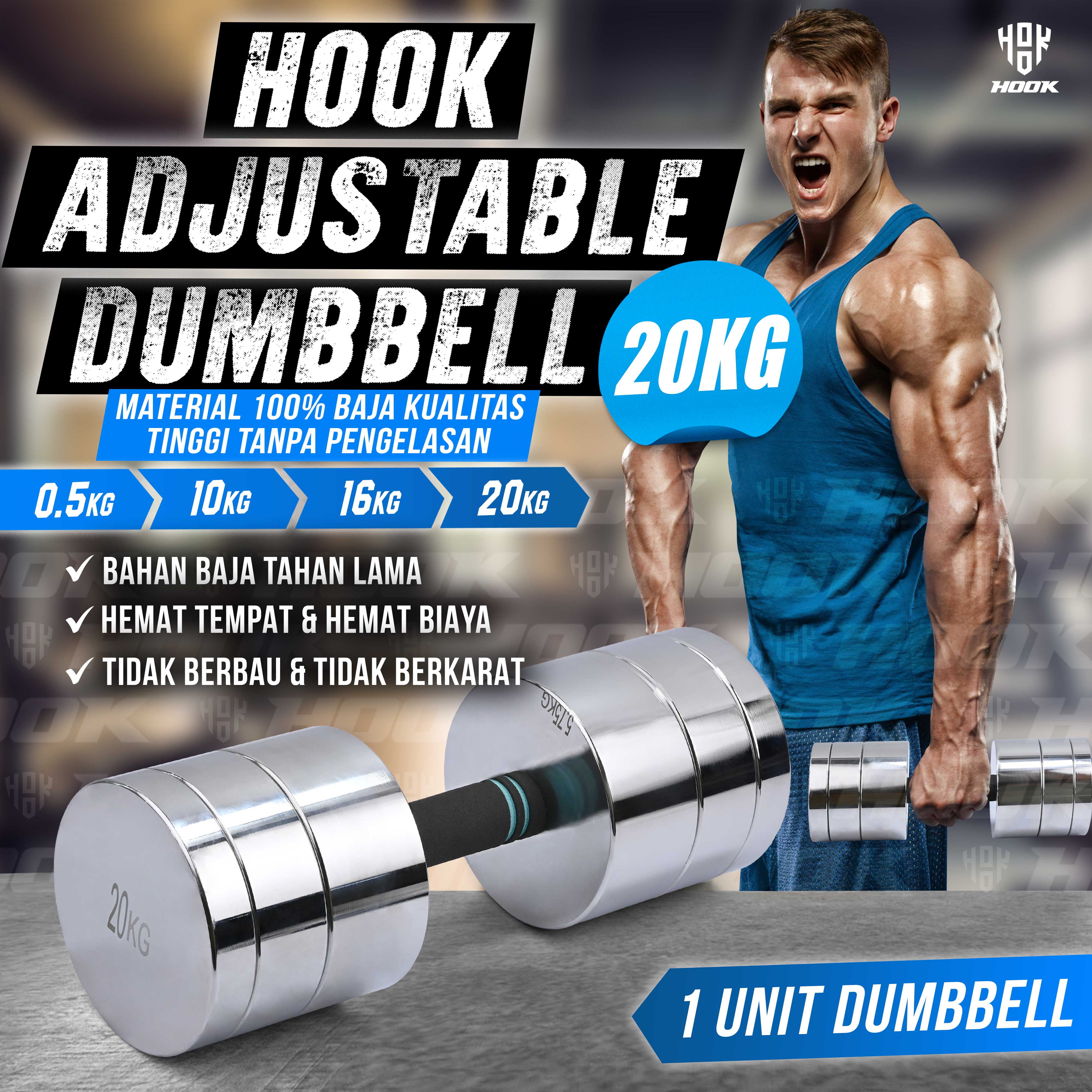 Dumble Alat Gym Dumbbell Set Hook Barble Angkat Beban Burbel Hook ...