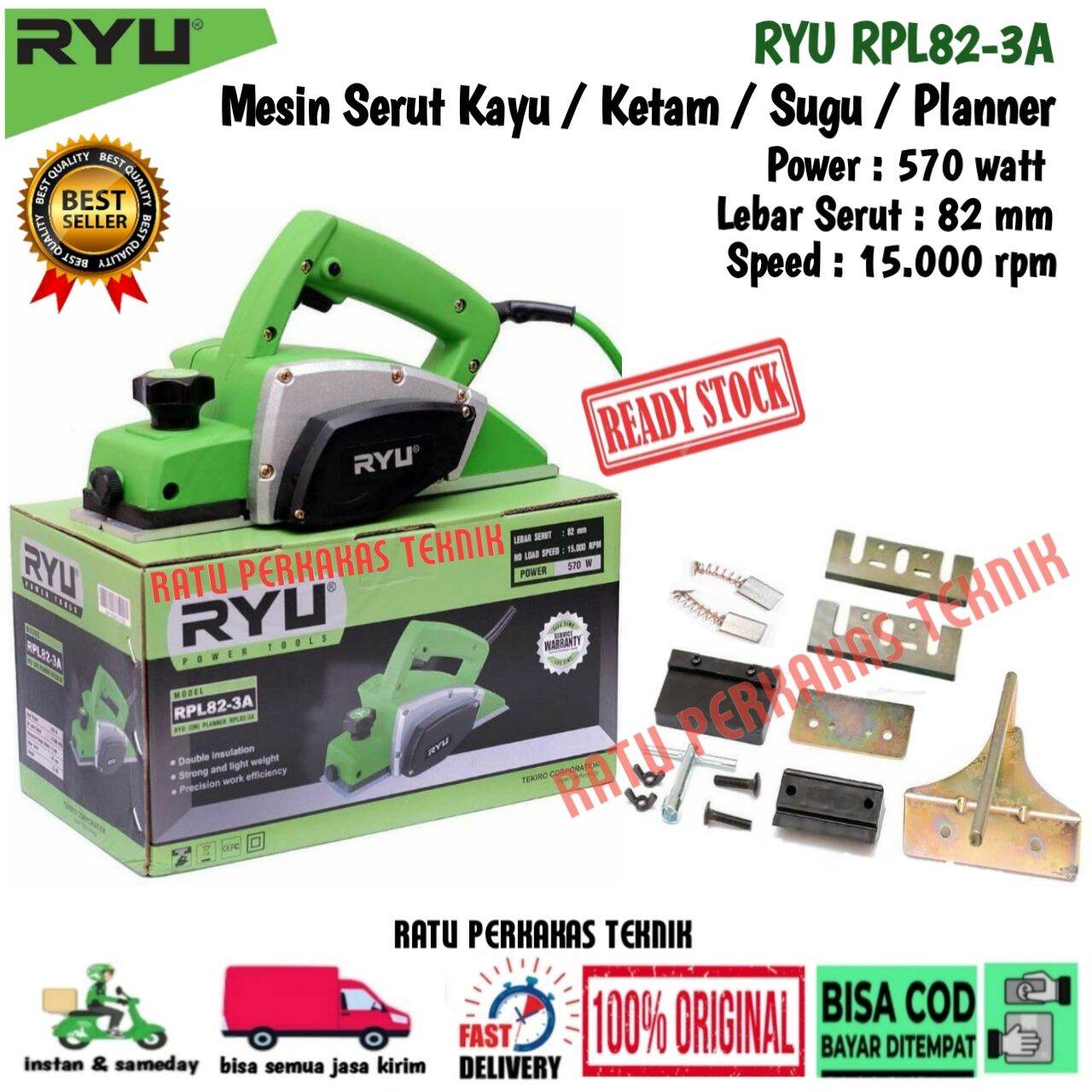 RYU MESIN PLANNER / MESIN KETAM SERUT KAYU RYU RPL 82-3 A RPL82-3A ...