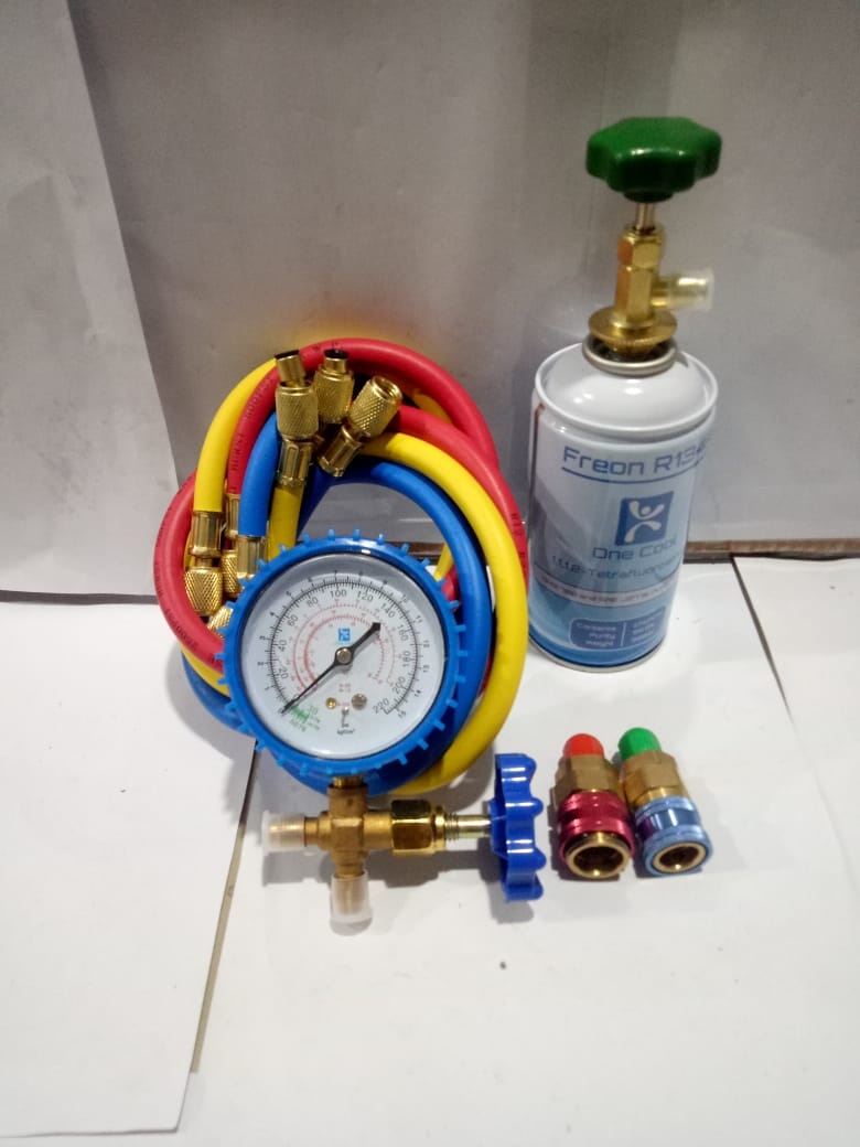 GF-46 Paket isi ac mobil (Manifold manual onecool+ Cantap 339+Kaleng ...