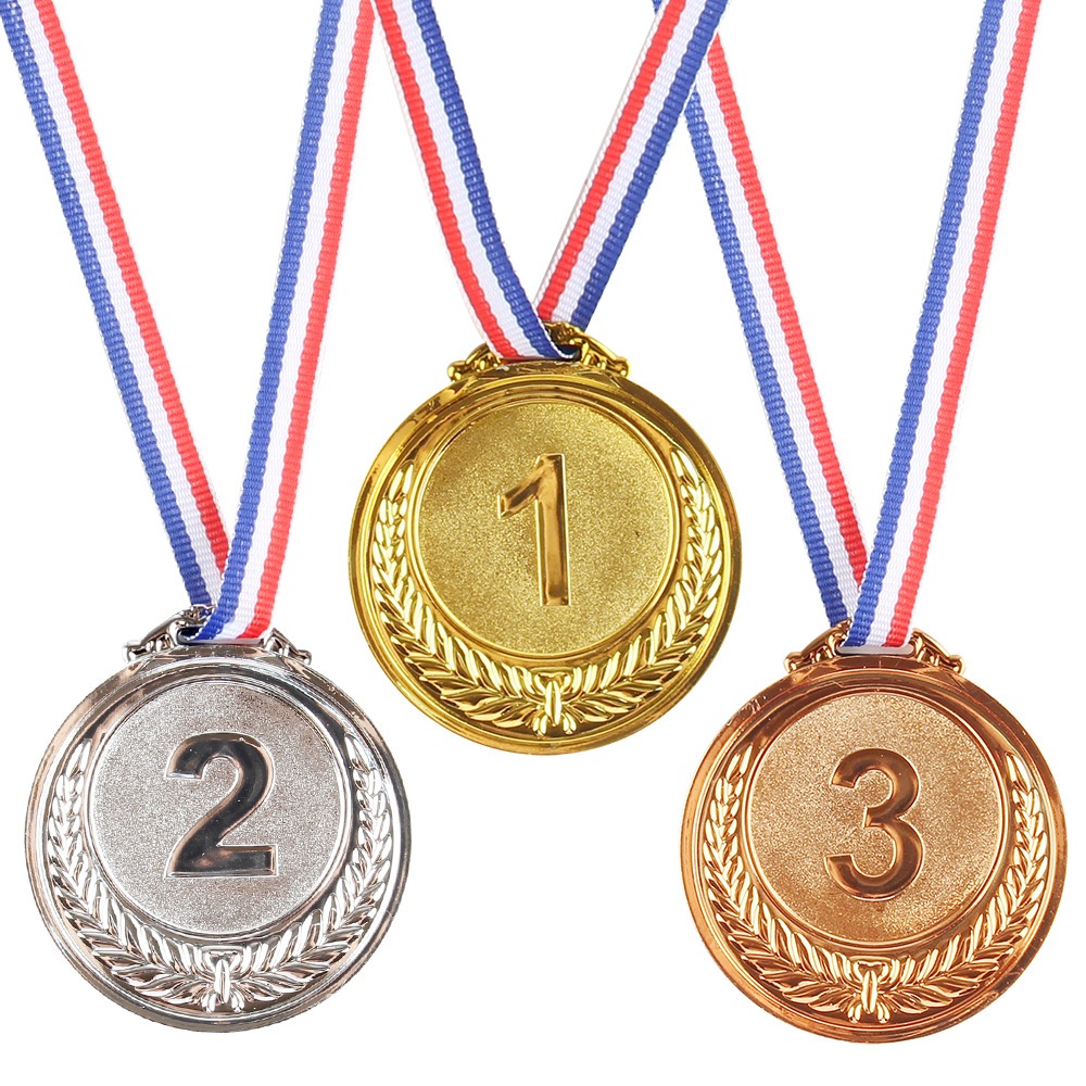 Medali Juara 3 pcs / 1 Set Medali Emas Perak Perunggu Medali Logam 5 cm ...