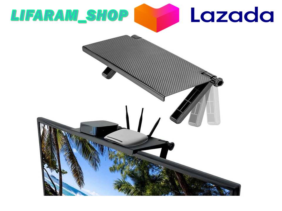 Rak Monitor TV Riser Meja Penyimpanan Tampilan Layar Rak Atas - Hitam ...