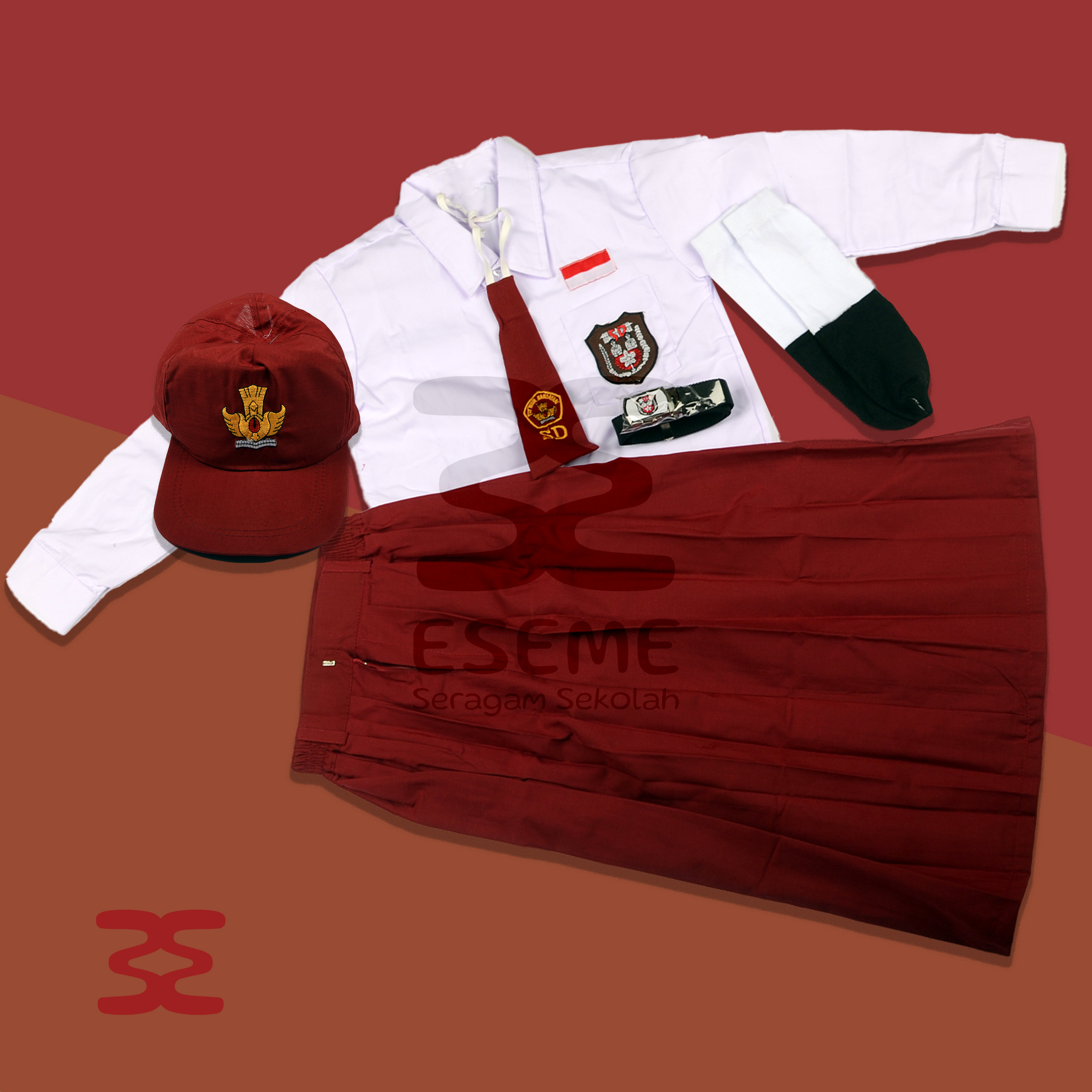 Seragam Sekolah Anak SD Perempuan Panjang Super Lengkap Full Atribut ...