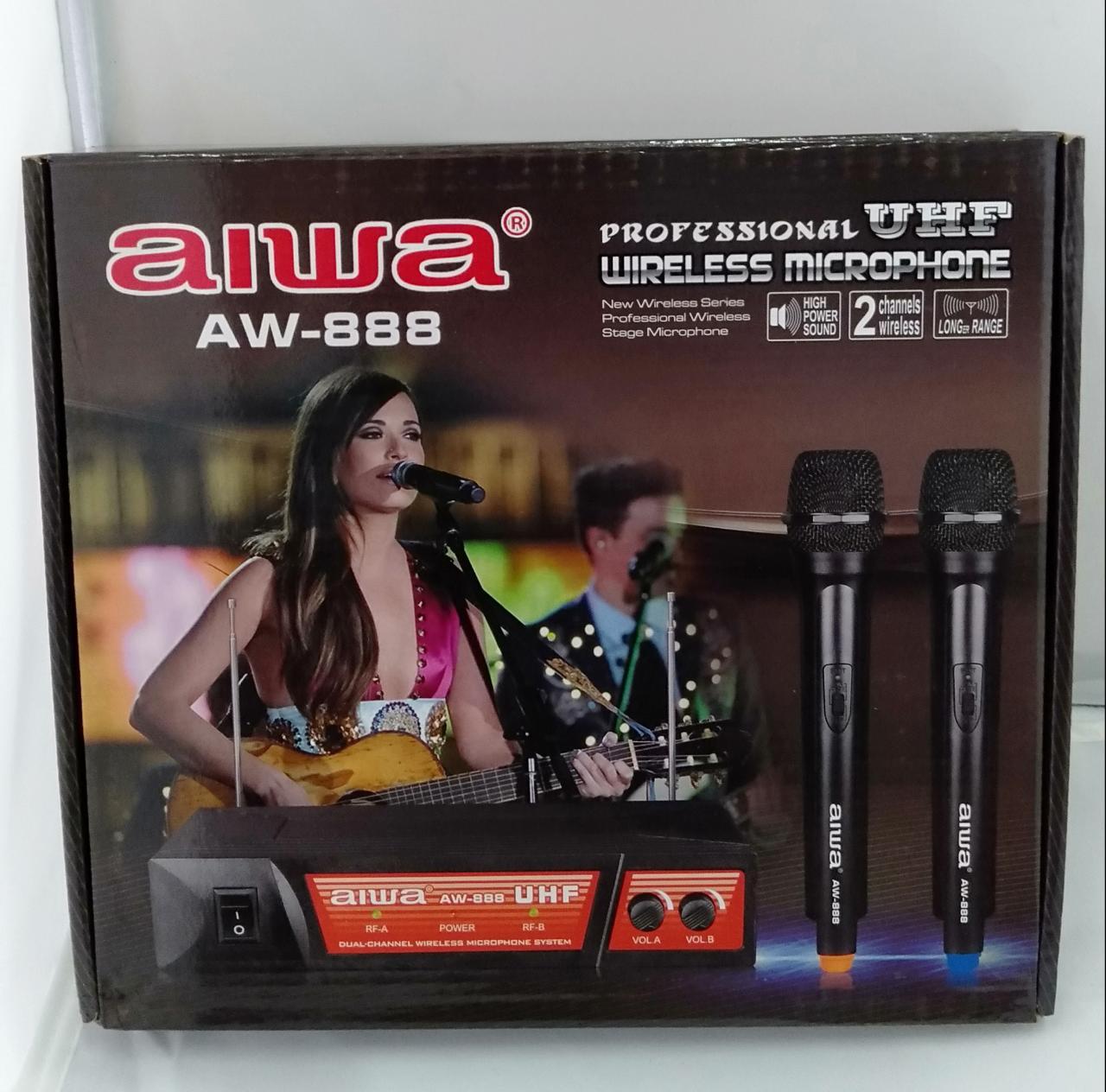 Aiwa Microphone Mic Wireles Double UHF AW-888 | Lazada Indonesia
