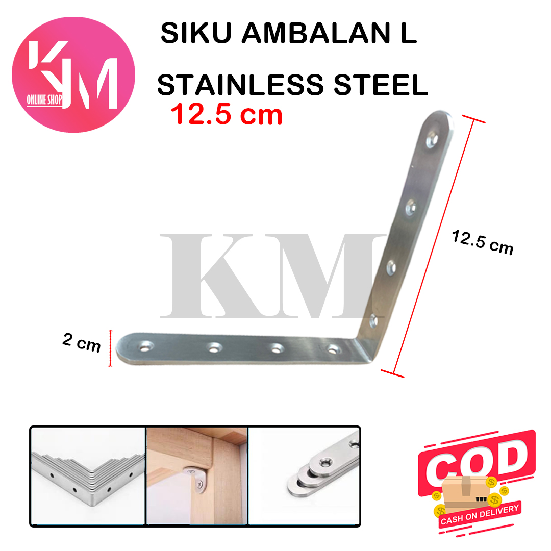 Bracket Siku Ambalan L / Siku L Stanless 2cm x 12.5cm x 12.5cm | Lazada ...