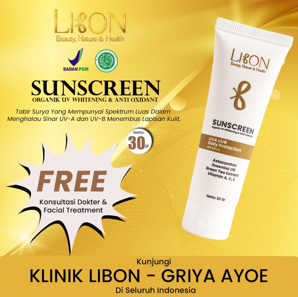 LIBON Sunscreen Wajah Glowing Dengan UVA UVB SPF 30 Untuk Cowok Cewek ...