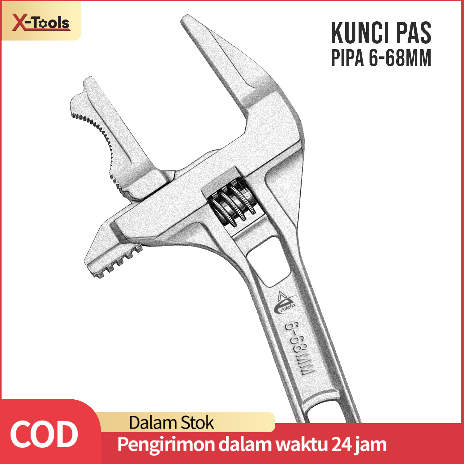 X-Tools Kunci Pipa Pas Pipe Wrench Portable Anti Karat 6-68MM | Lazada ...
