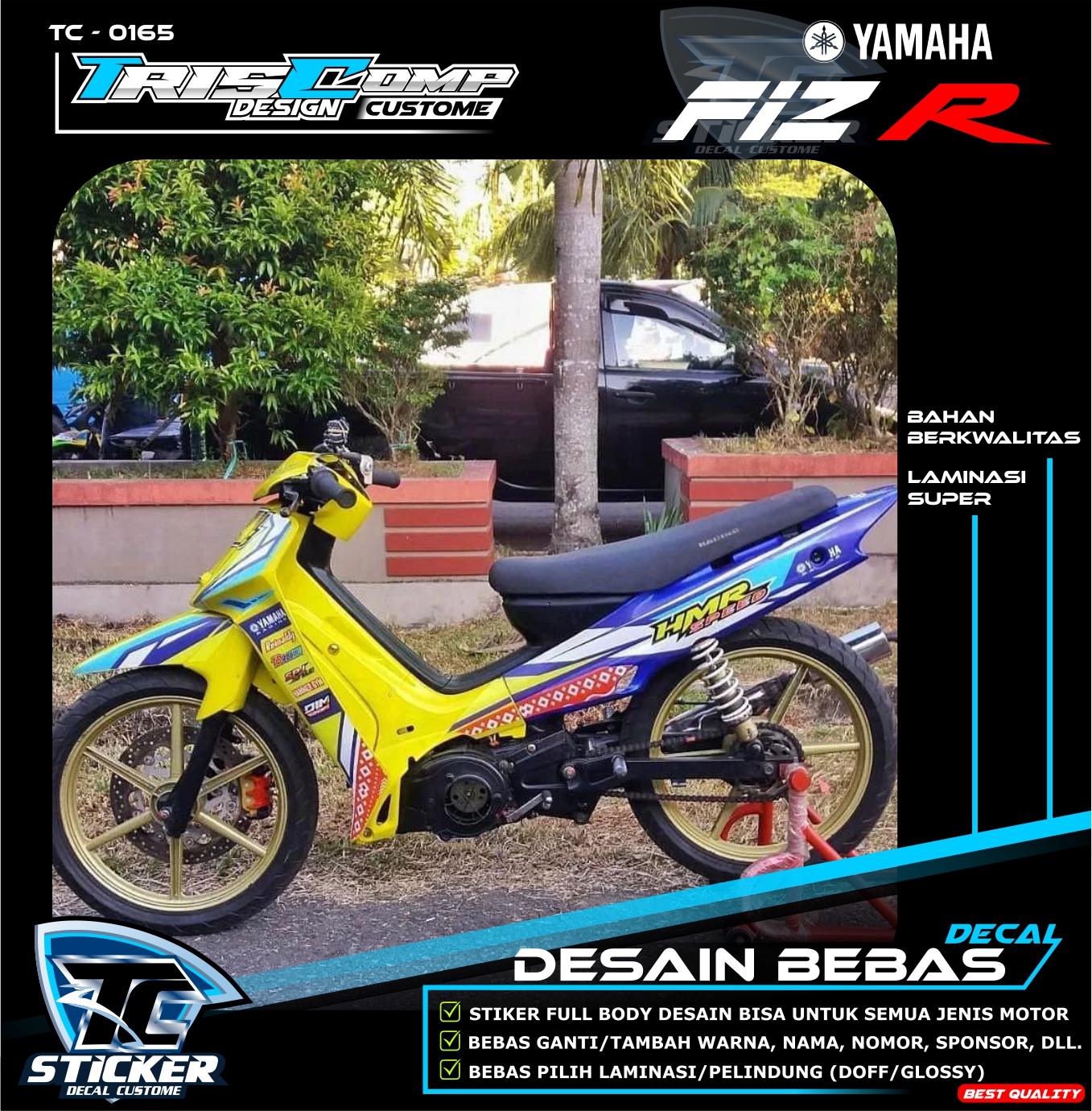 Sticker Decal FIZ R FullBody Desain Racing Kuning fluo Bisa Request ...