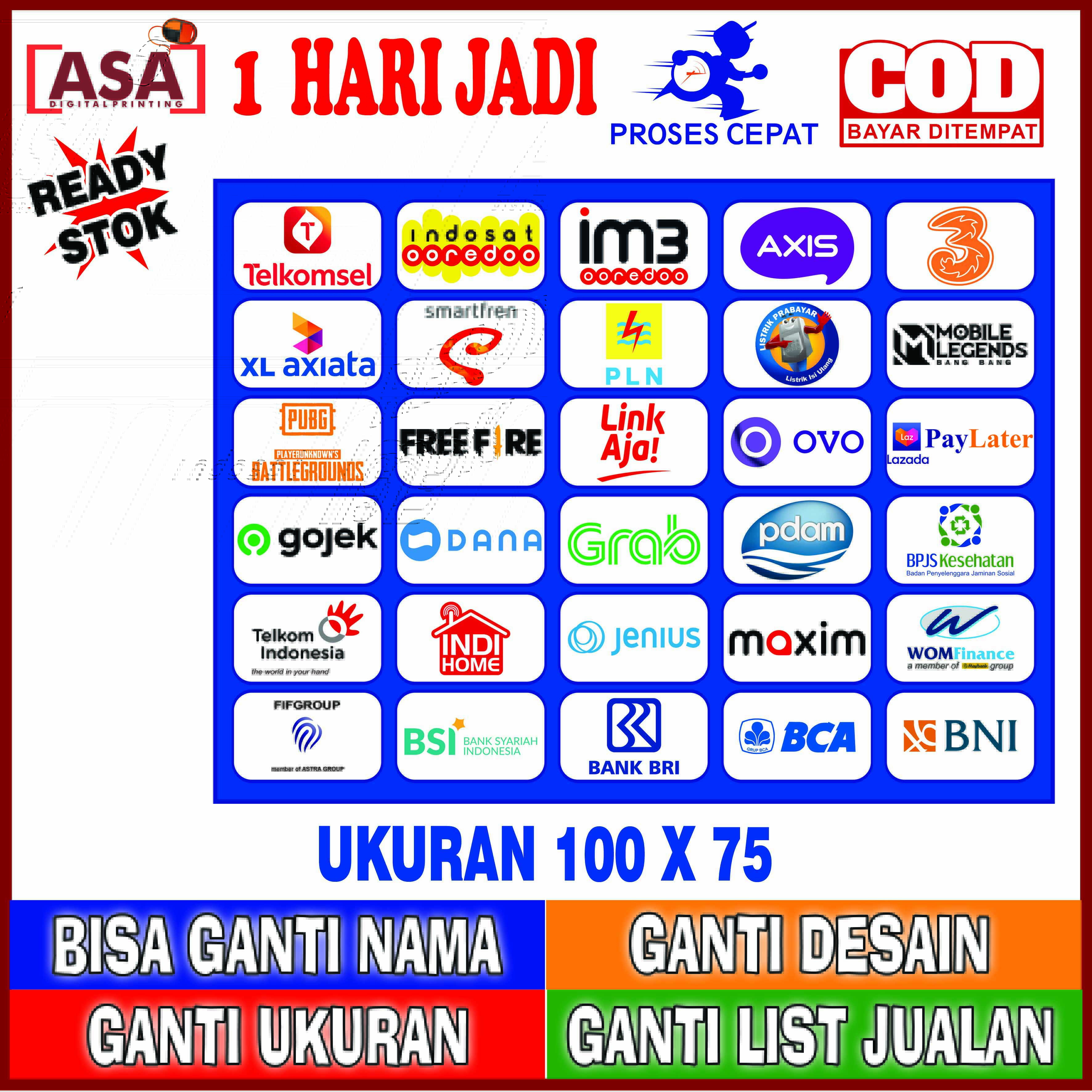 SPANDUK KONTER, BANNER LOGO KONTER, BACKDROP UKURAN 100 X 75 | Lazada ...
