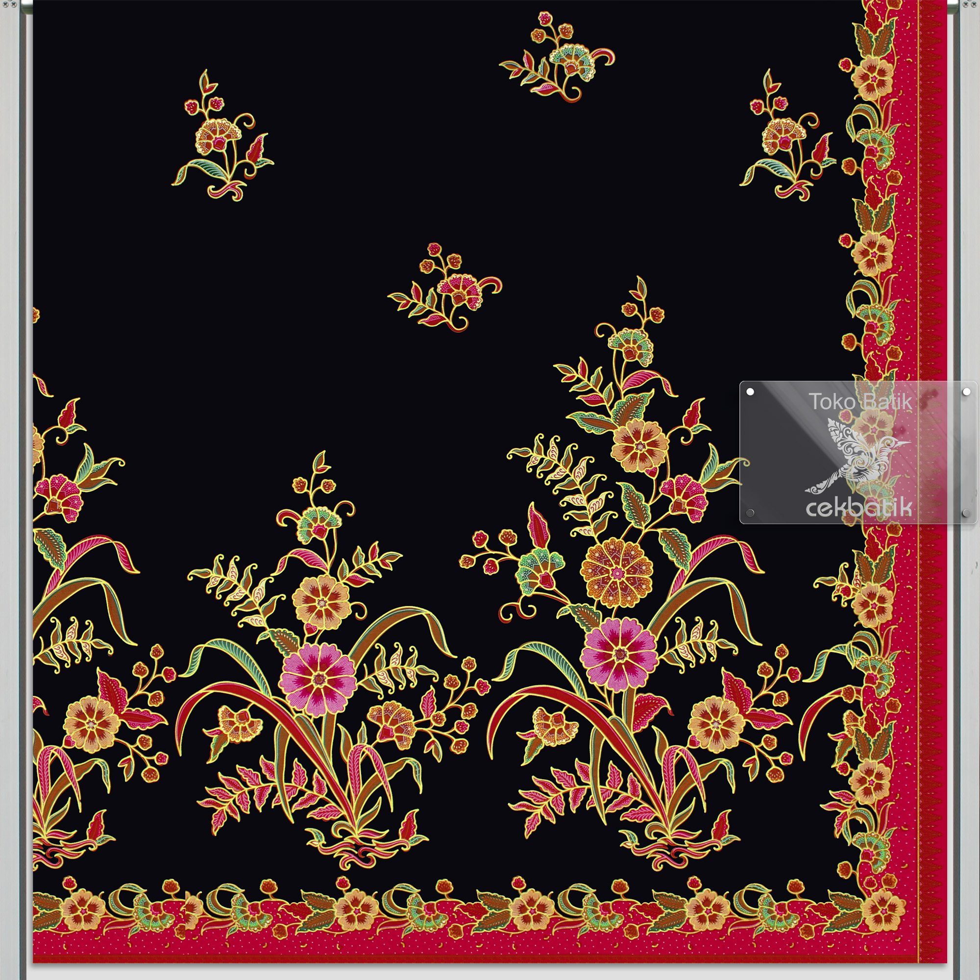 kain batik - Motif Exclusive Warna Emas Bunga Anggun Hitam Manis ...