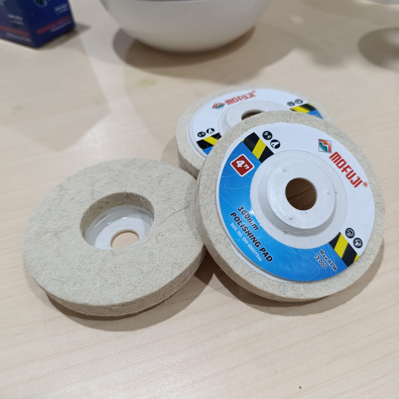 Mata Gerinda Grenda PUTIH 4" / Polishing Wool Wheel Mata Poles 4 Inch ...