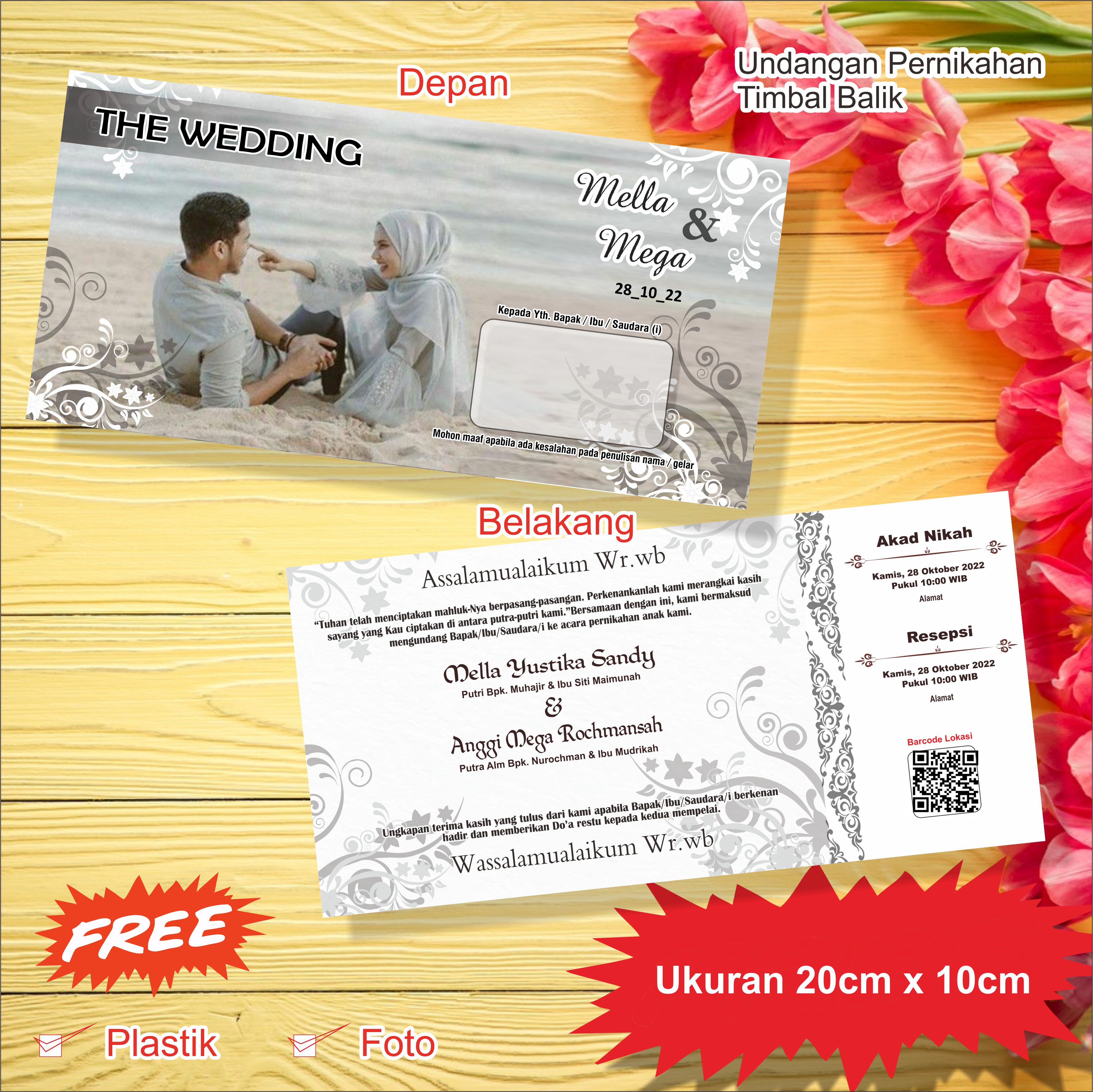 (50 pcs) undangan pernikahan timbal balik D | Lazada Indonesia