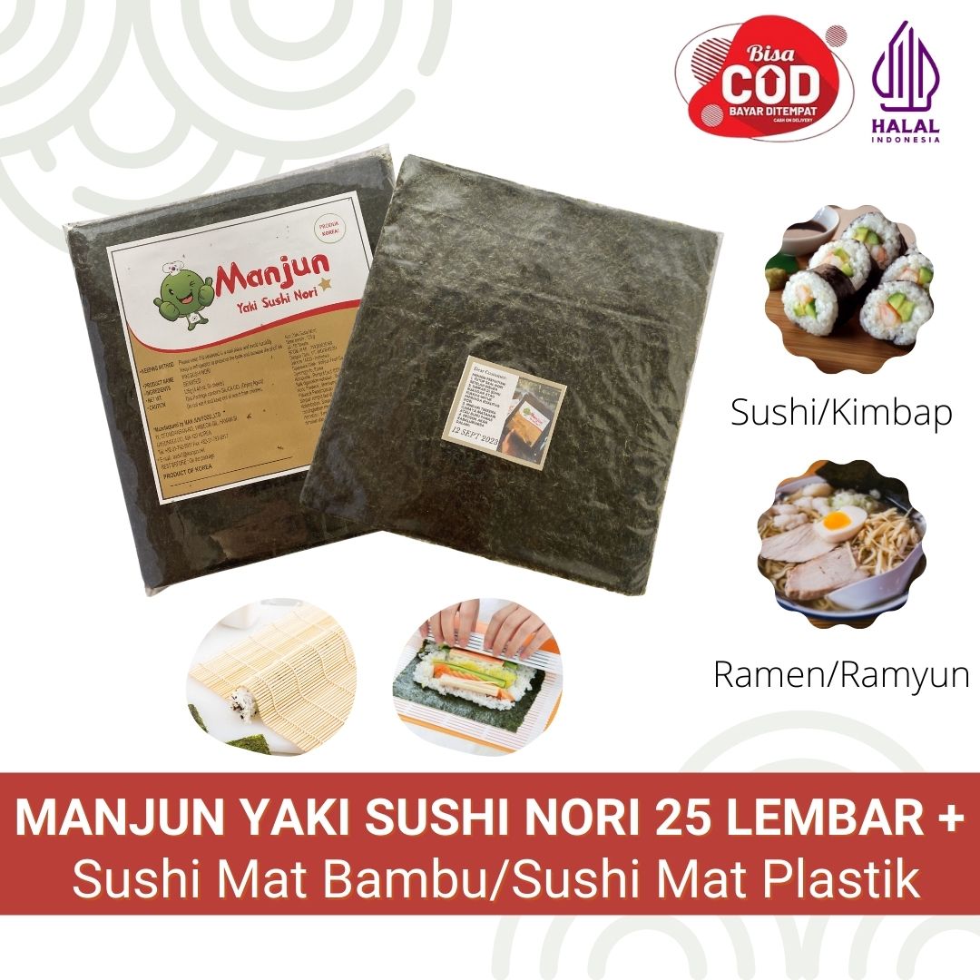 Paket Manjun Yaki Sushi Nori Lembaran + Bambu Penggulung - Paket Sushi ...