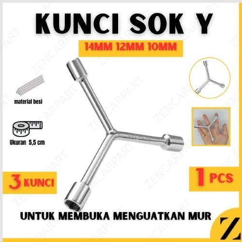 Kunci Sock Y 10-12-14 Kunci Shock Y Putar 10mm 12mm 14mm Besi Silver ...
