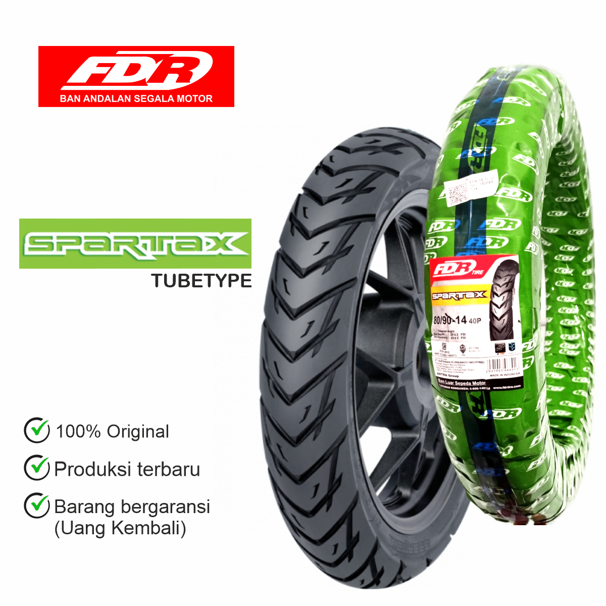 FDR 80/90-14 Spartax Ban Motor Matic Tubetype (Non Tubless) Matik ...