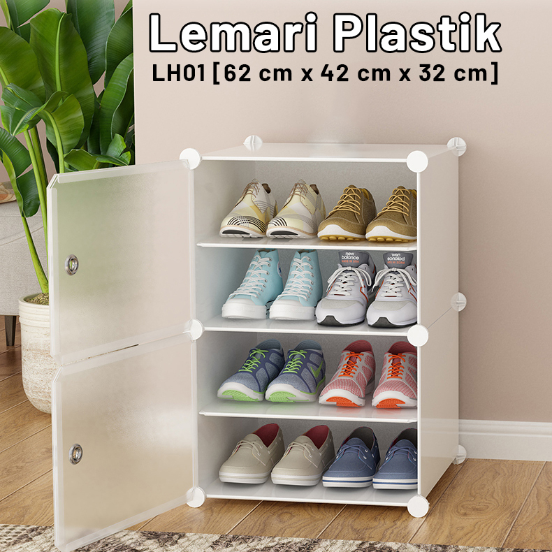 DTG INDONESIA Rak Sepatu Portable 2 Kolom 4 Kotak Sendal Tebal Shoes ...
