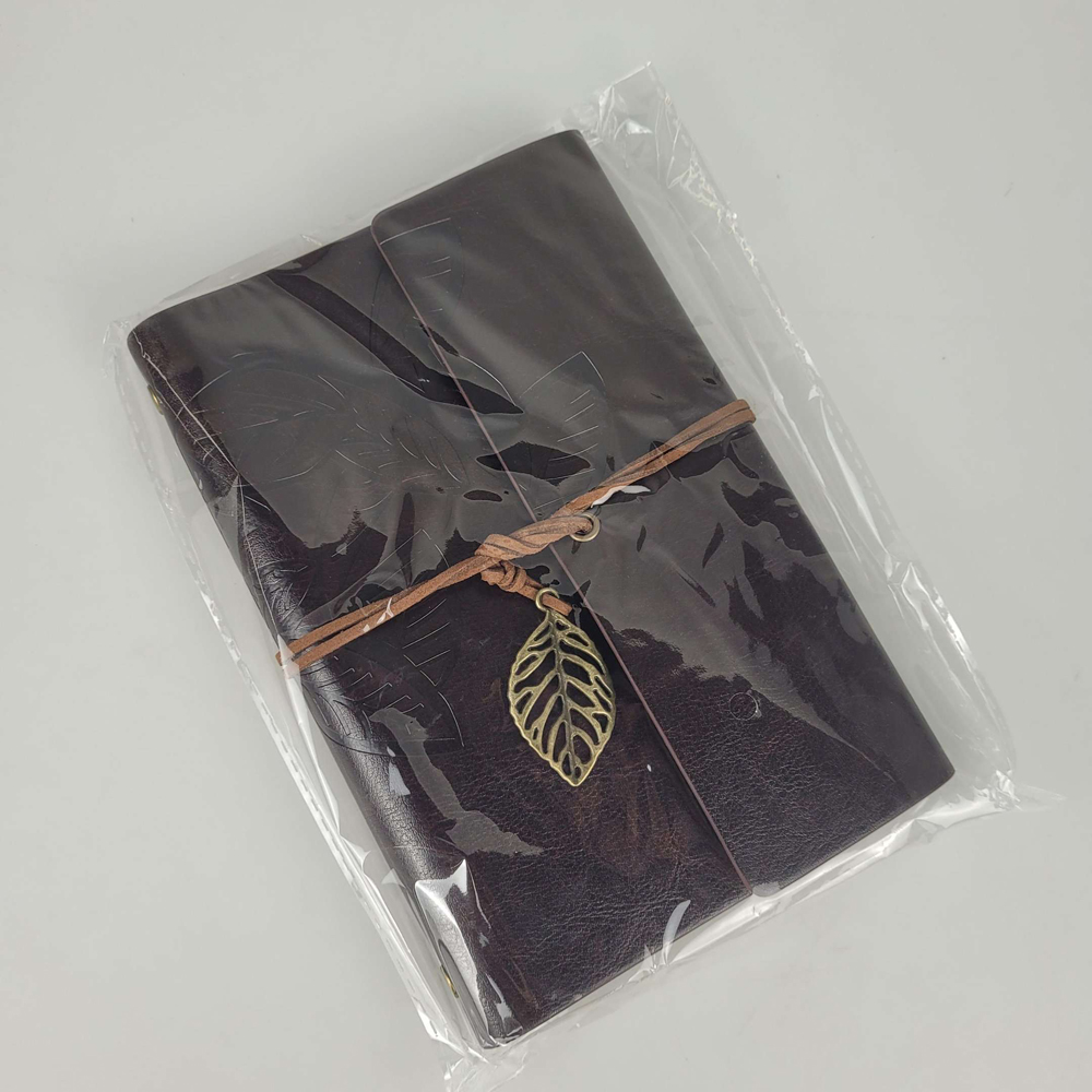 buku saku bentuk dompet Buku Catatan Binder Kulit Retro Leaf Kertas A5 ...