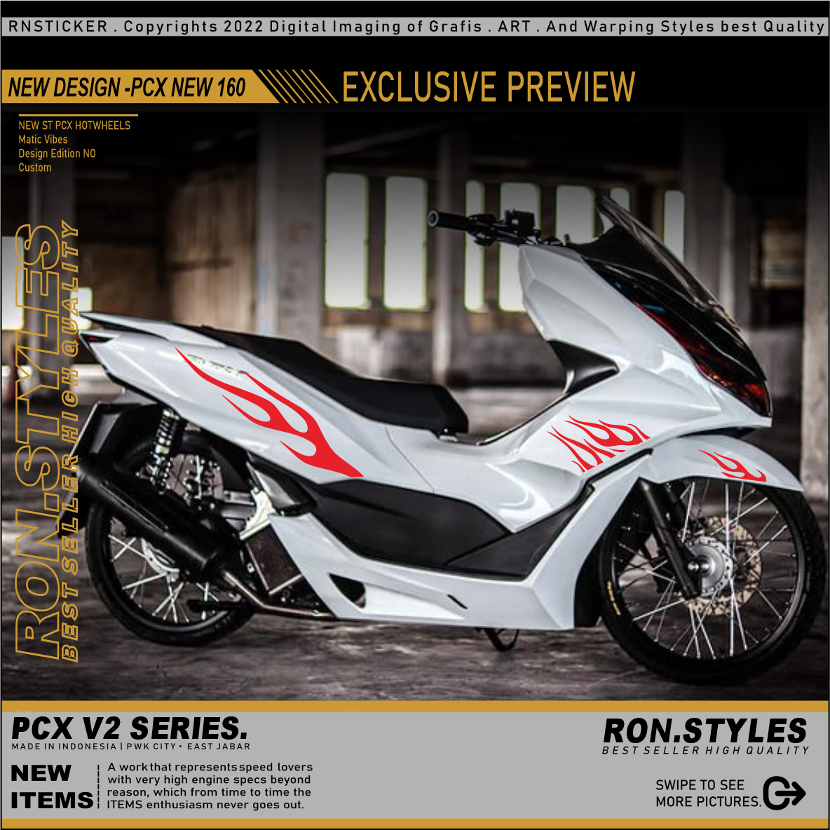 V2 CUTTING STICKER STRIPING PCX NEW 160 STRIPING VARIASI PCX API HOT ...