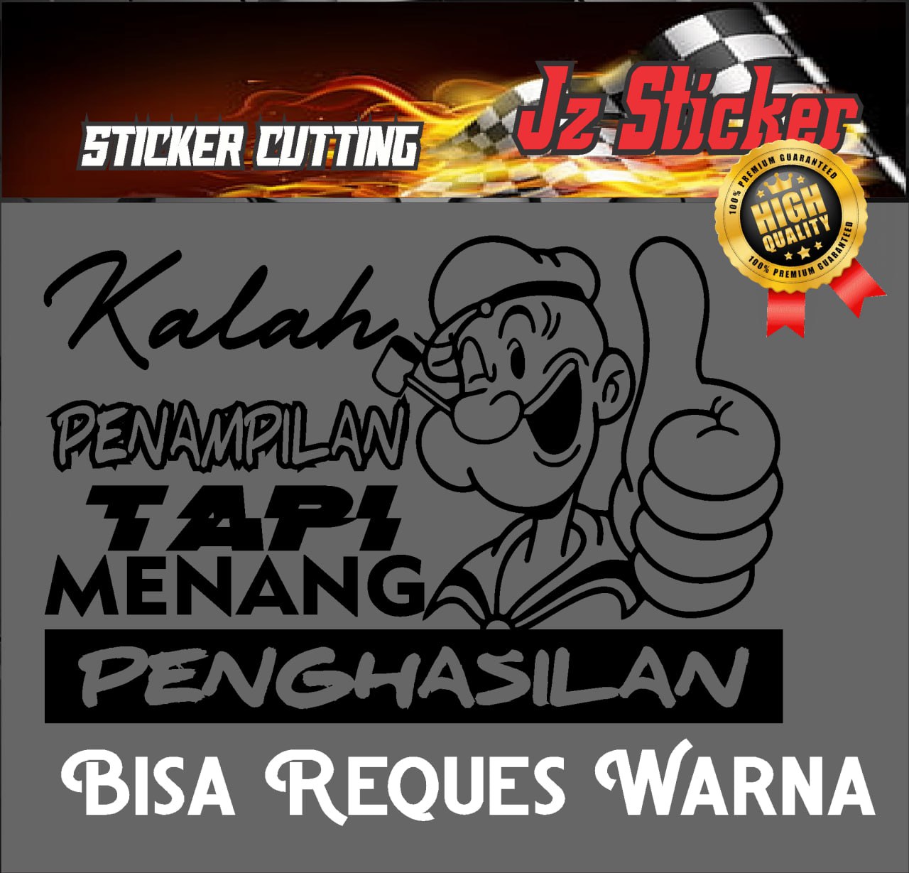 STICKER KATA KATA KALAU kalah penampilan TRUCK KACA SAMPING/ KACA MOBIL ...