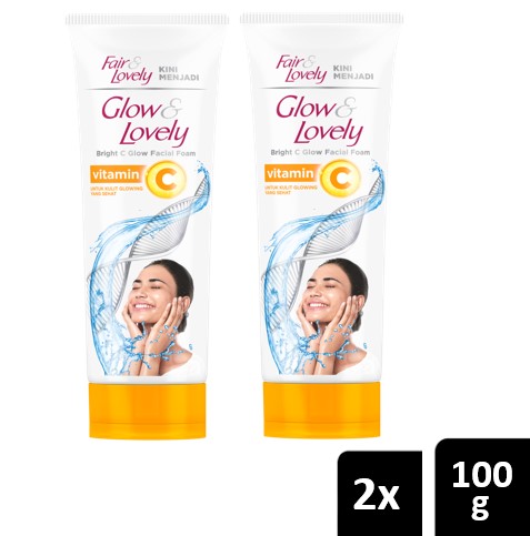 GLOW & LOVELY FACIAL FOAM SABUN MUKA GLOWING BRIGHT C GLOW 5X VITAMIN C ...