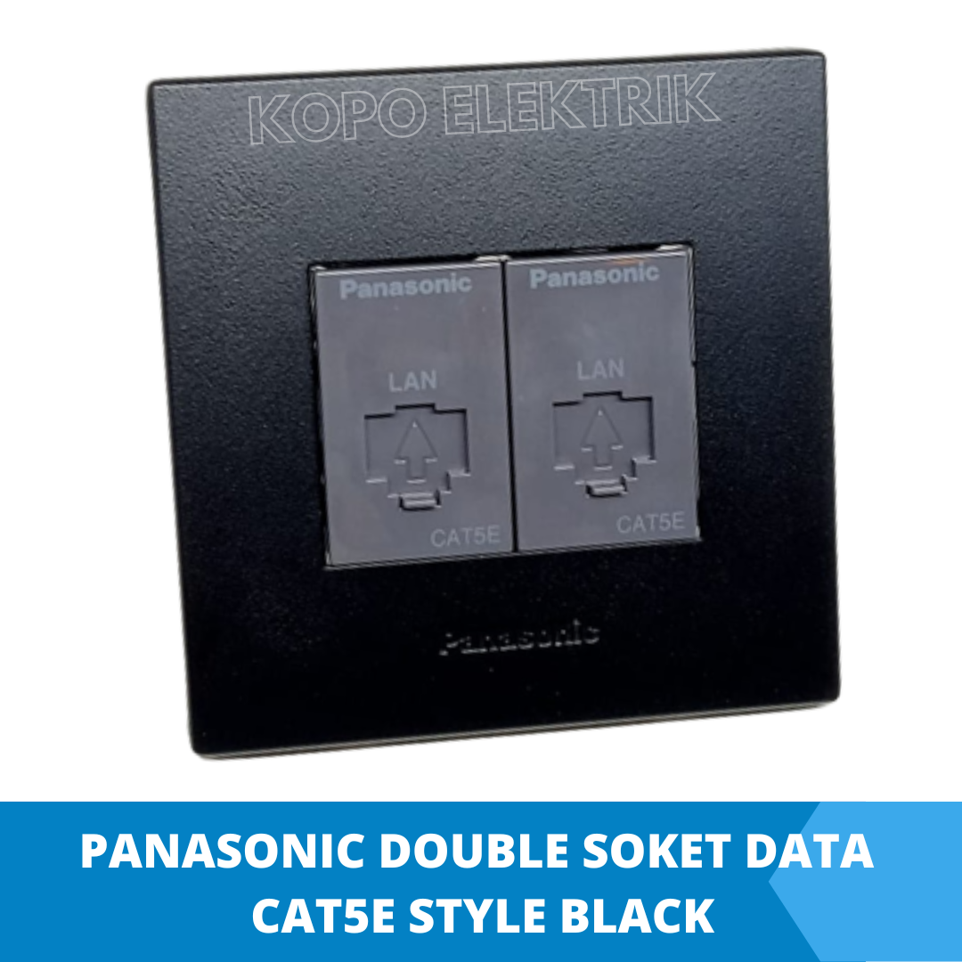 Panasonic Double Outlet Data Lan CAT5E Style Black / Hitam Minimalis ...