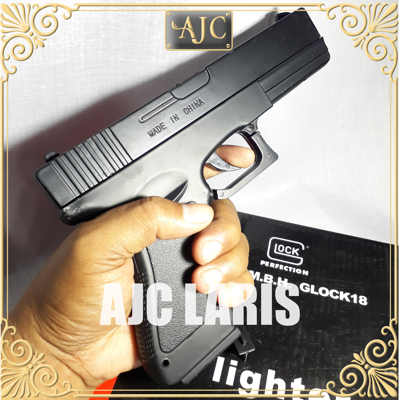 KOREK API PISTOL MODEL PISTOL GLOCK18 FULL METAL BLACK | Lazada Indonesia