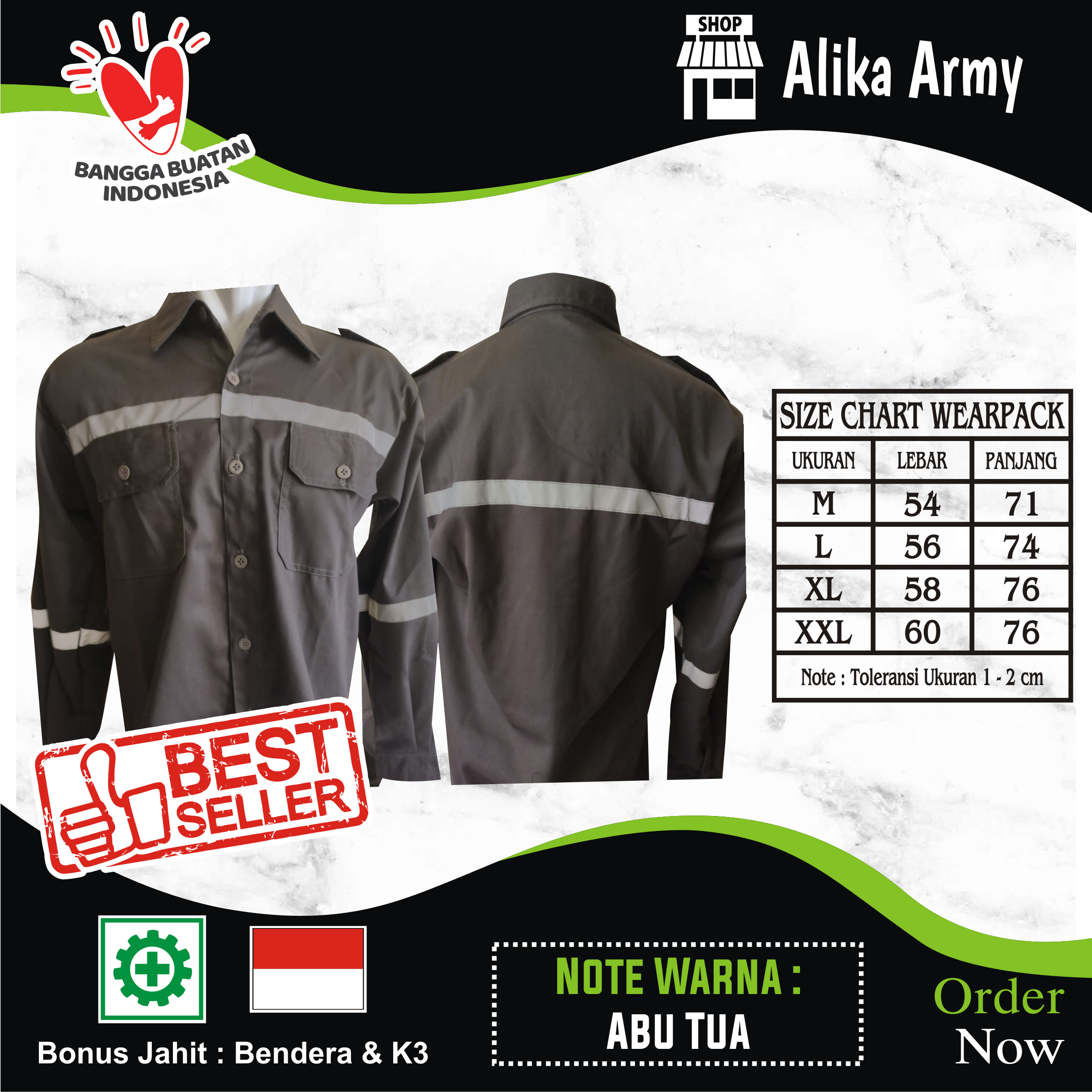 ATASan baju Baju Kerja Safety /Proyek/Tambang katelpack / werpack Abu ...