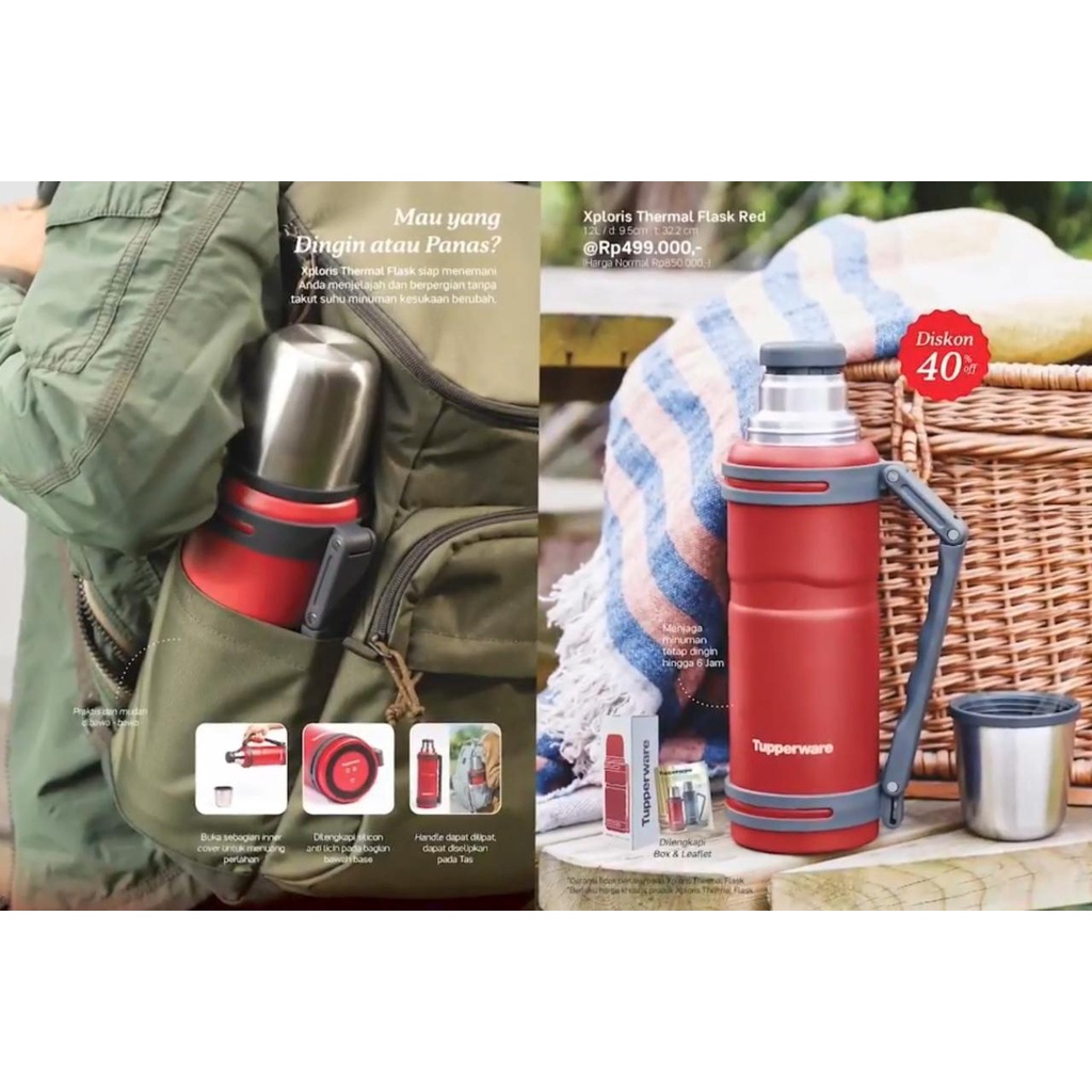 Tupperware Xploris Thermal Flask Red | Lazada Indonesia