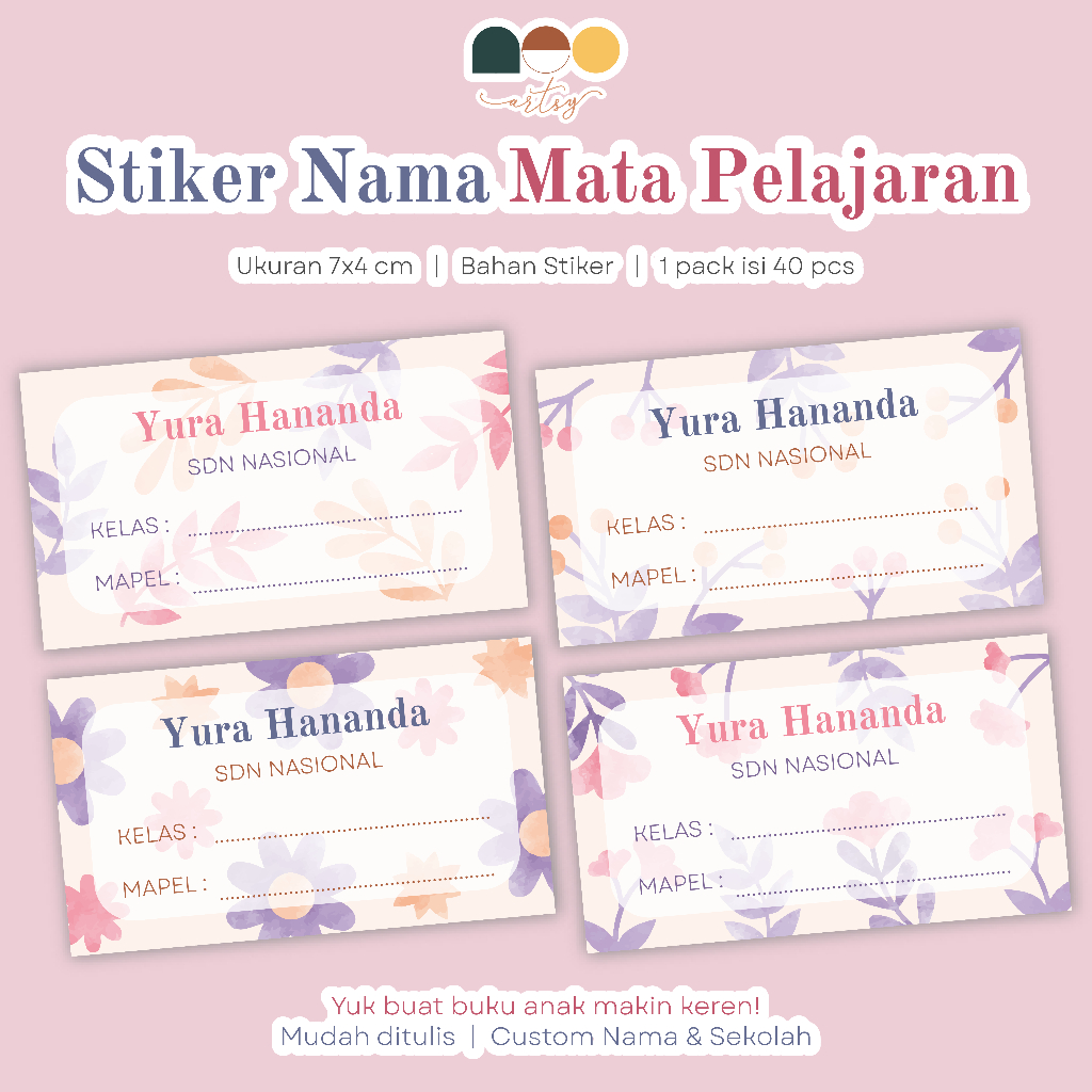 Stiker Nama Pelajaran / Label Nama Pelajaran/ Stiker Nama Buku ...