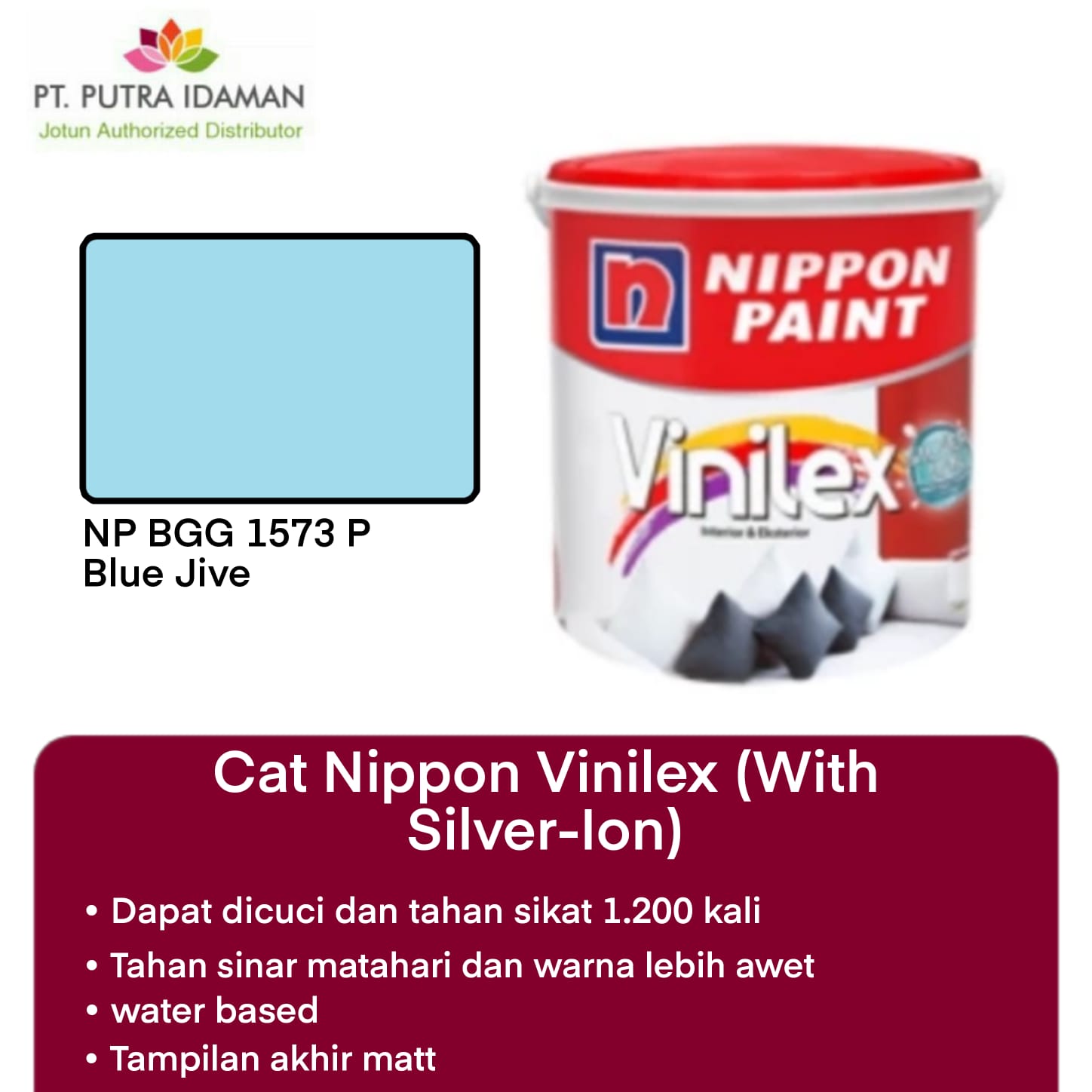 CAT INTERIOR NIPPON PAINT VINILEX - BLUE JIVE BGG 1573P | Lazada Indonesia